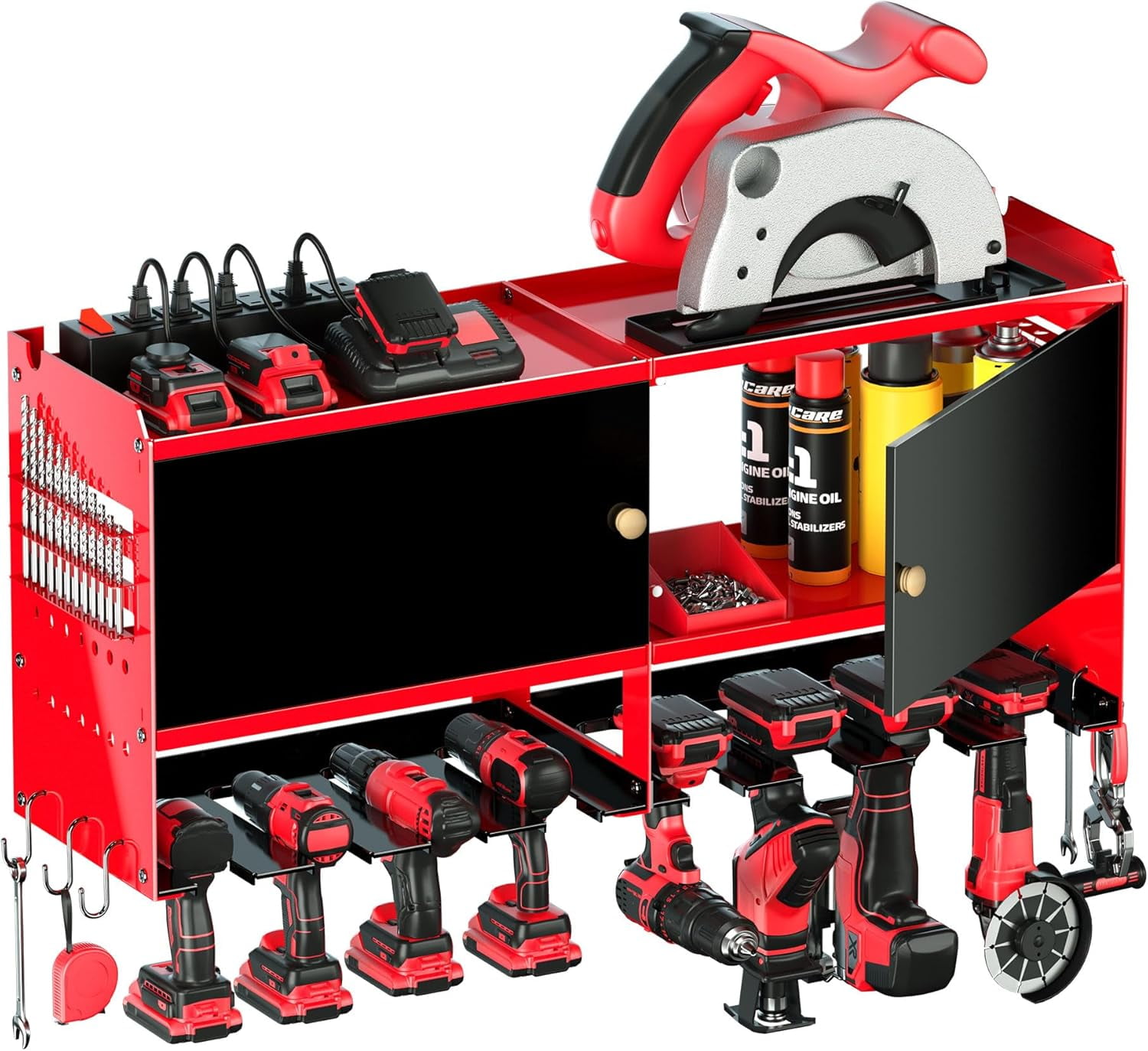 Power Tool Organizer Wall Mount with Charging Station,Garage Metal ...