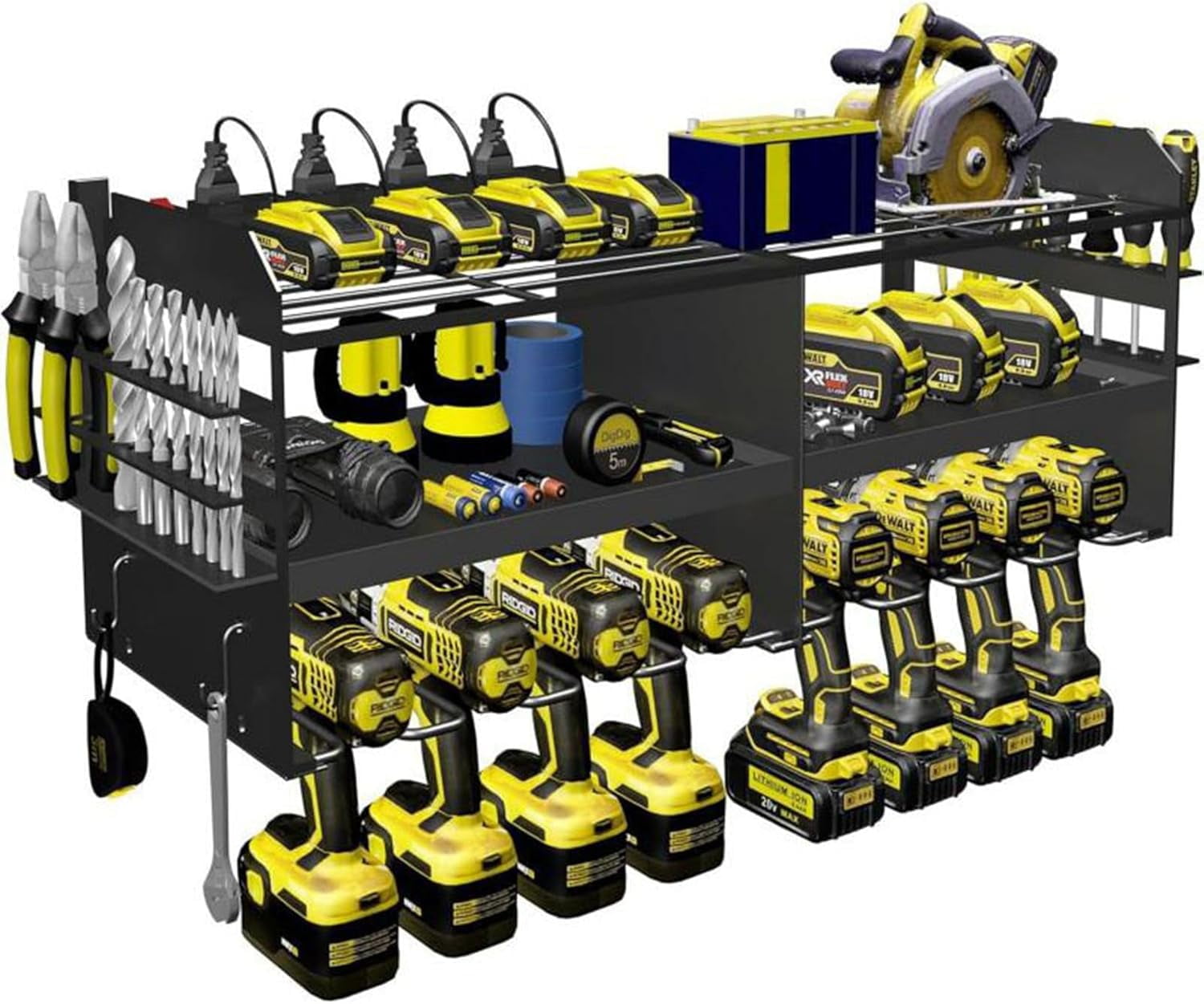 Power Tool Organizer Wall Mount with Charging Station Garage ...