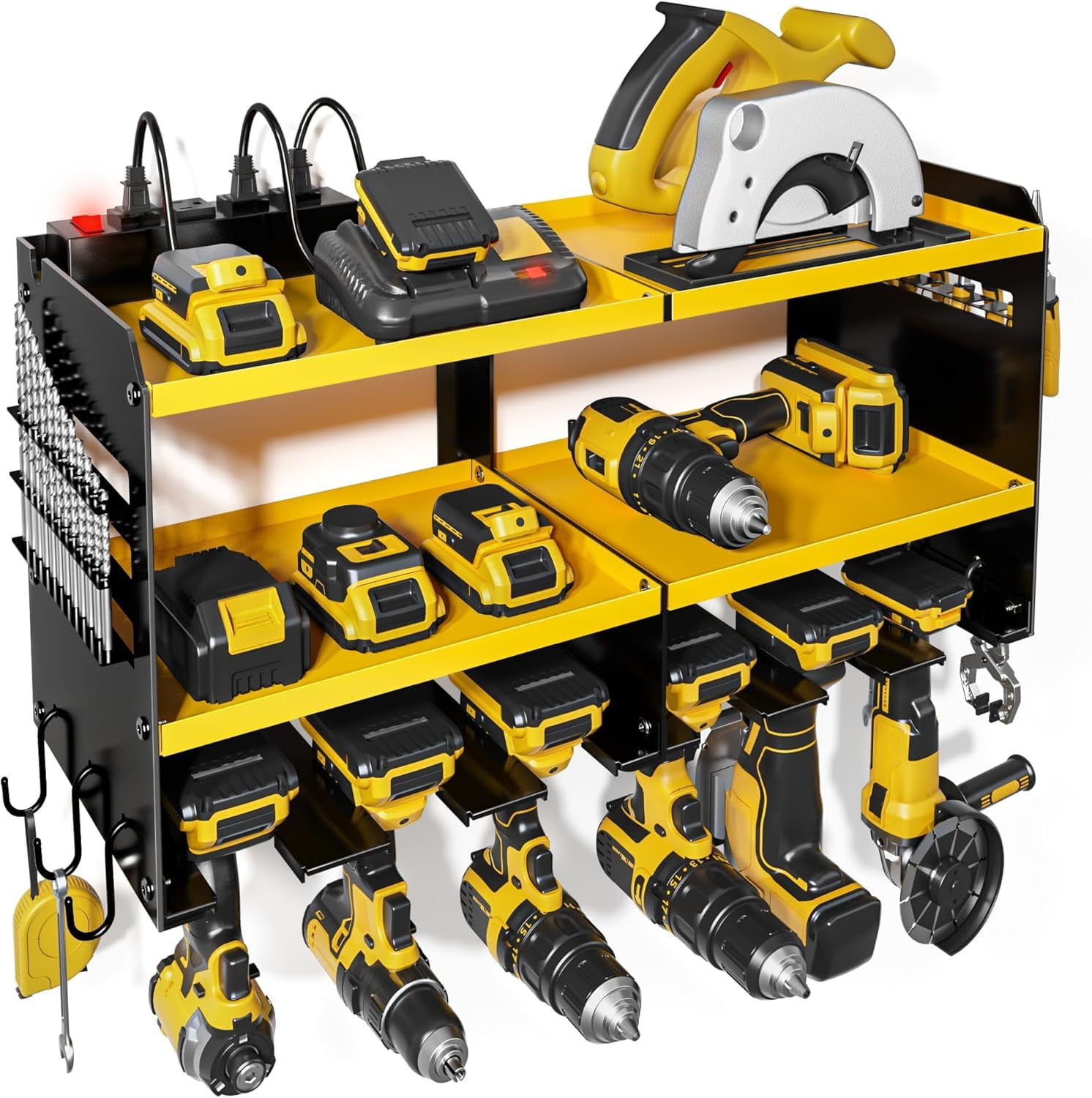 Power Tool Organizer Wall Mount with Charging Station, Garage Shelving ...