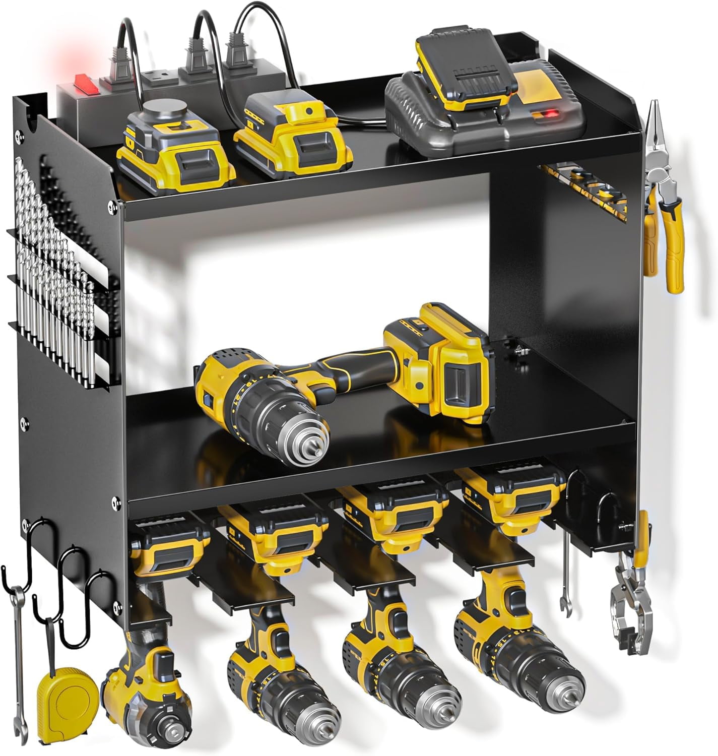 Power Tool Organizer Wall Mount with Charging Station, Tool Battery ...