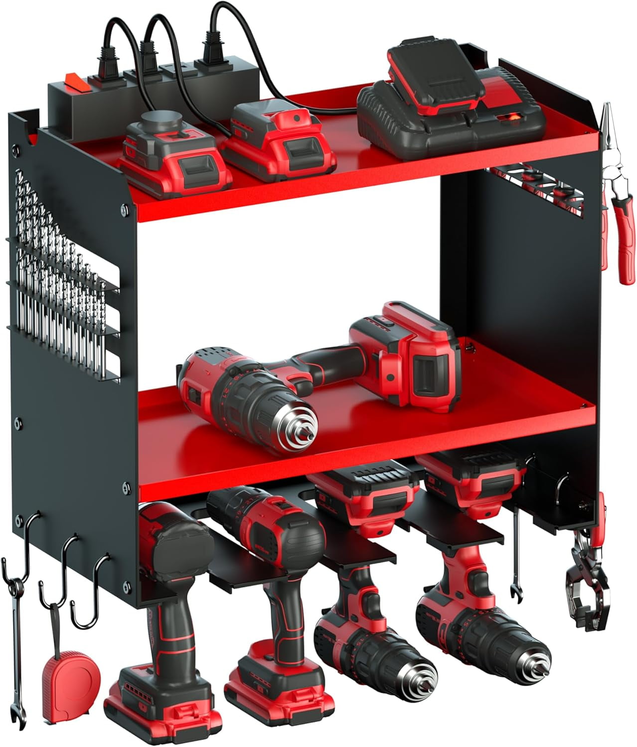 Power Tool Organizer Wall Mount with Charging Station, Tool Battery ...