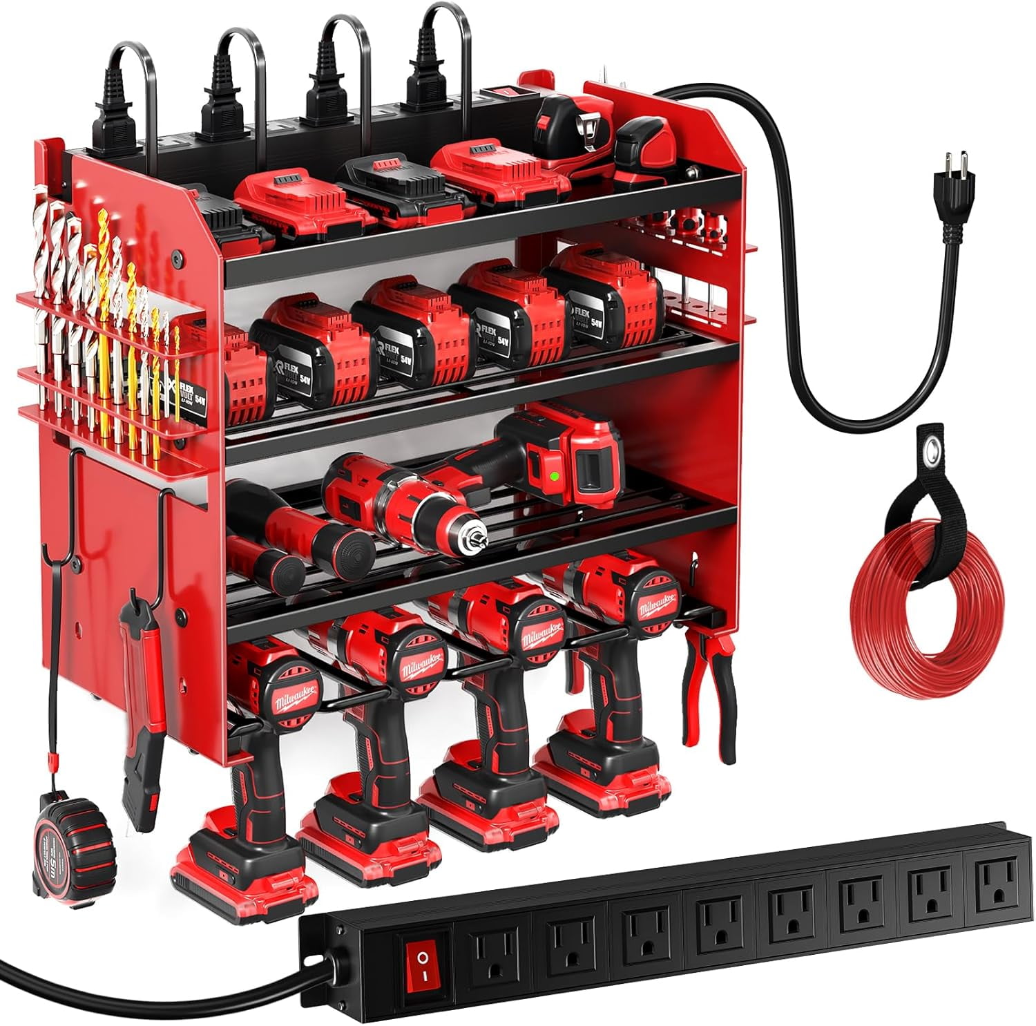 Power Tool Organizer Wall Mount with Charging Station,Tool Storage Rack ...