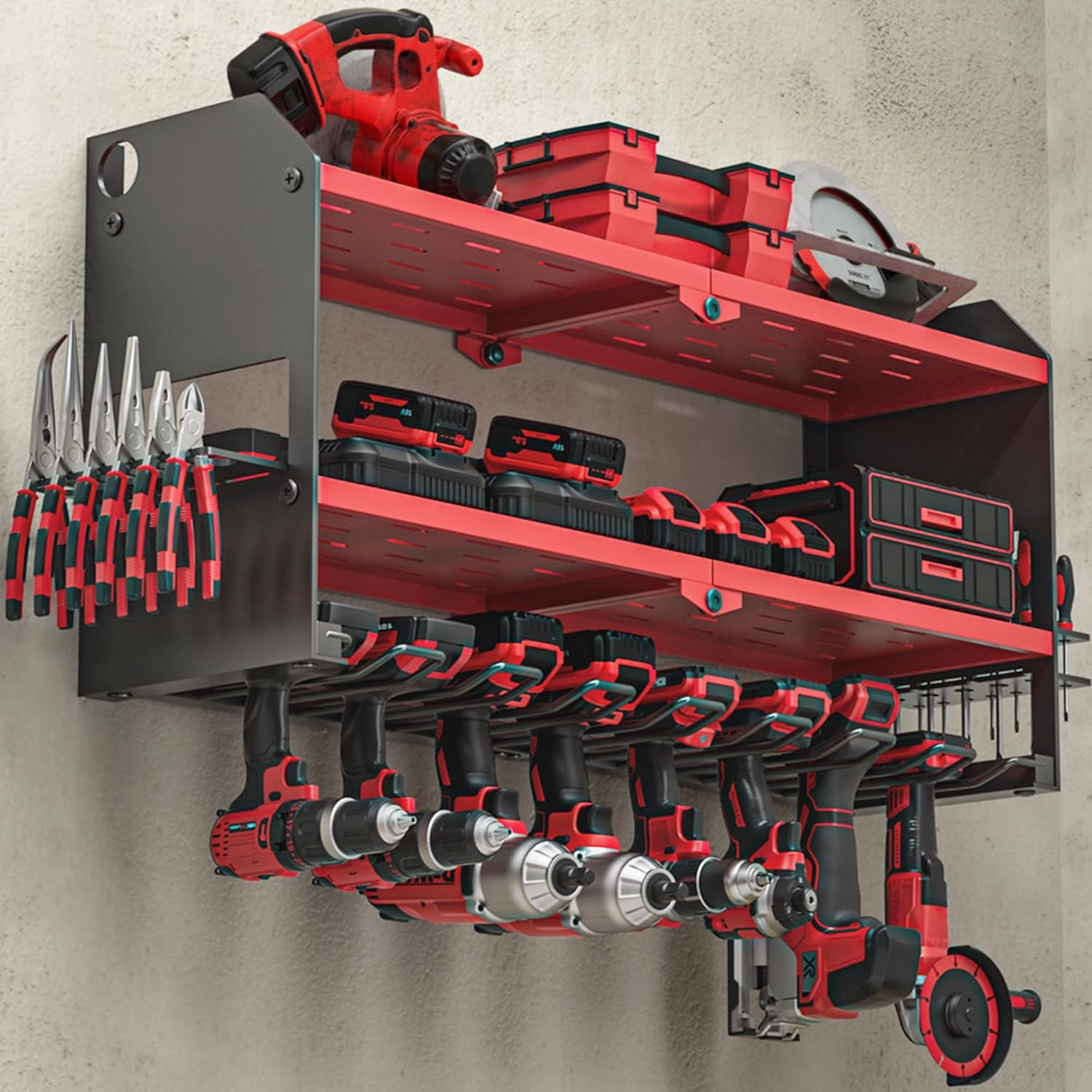 Power Tool Organizer Wall Mount, Cordless Drill and Battery Holder ...