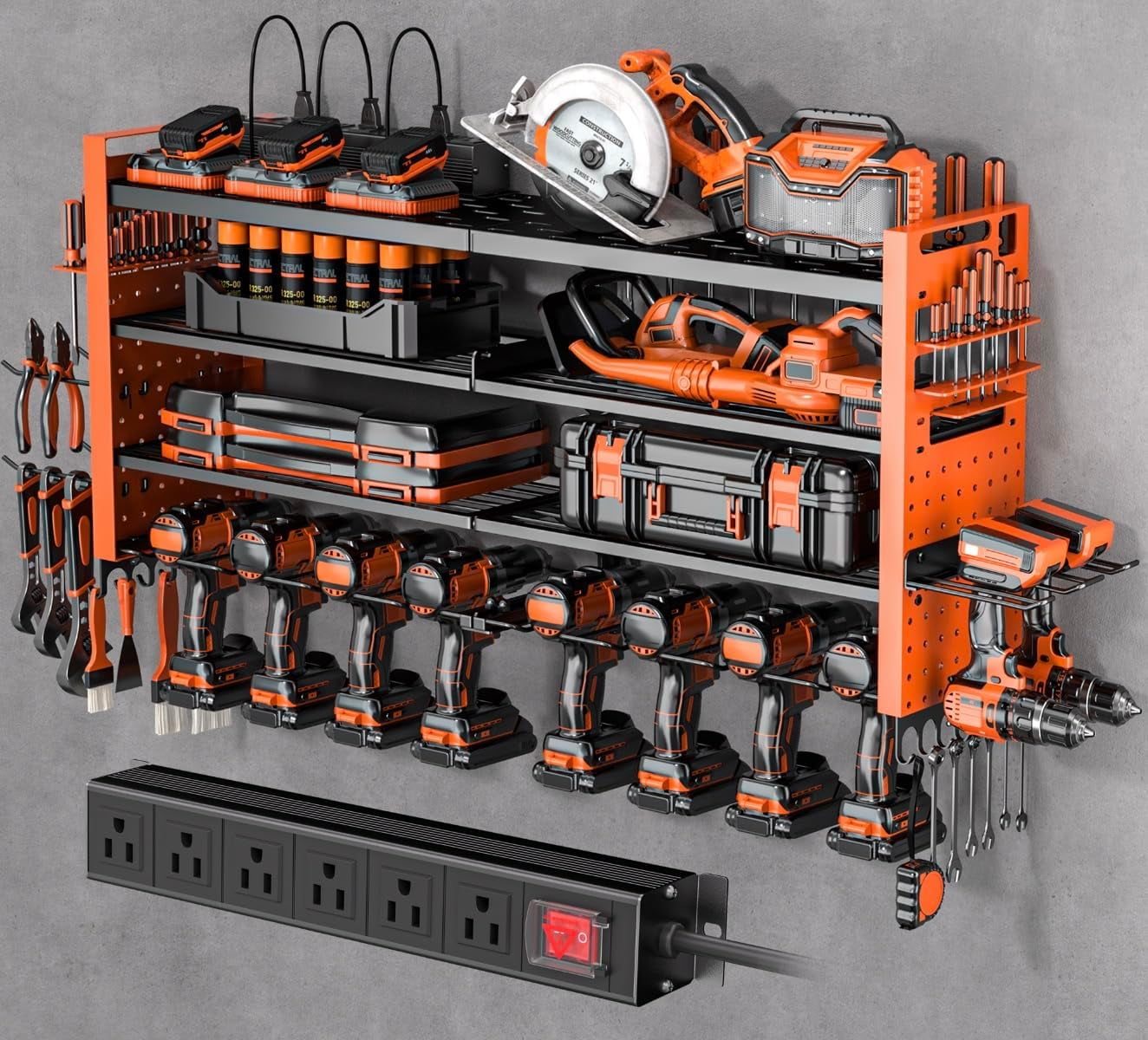 Power Tool Organizer Wall Mount, Garage Organization with 8 cordless ...