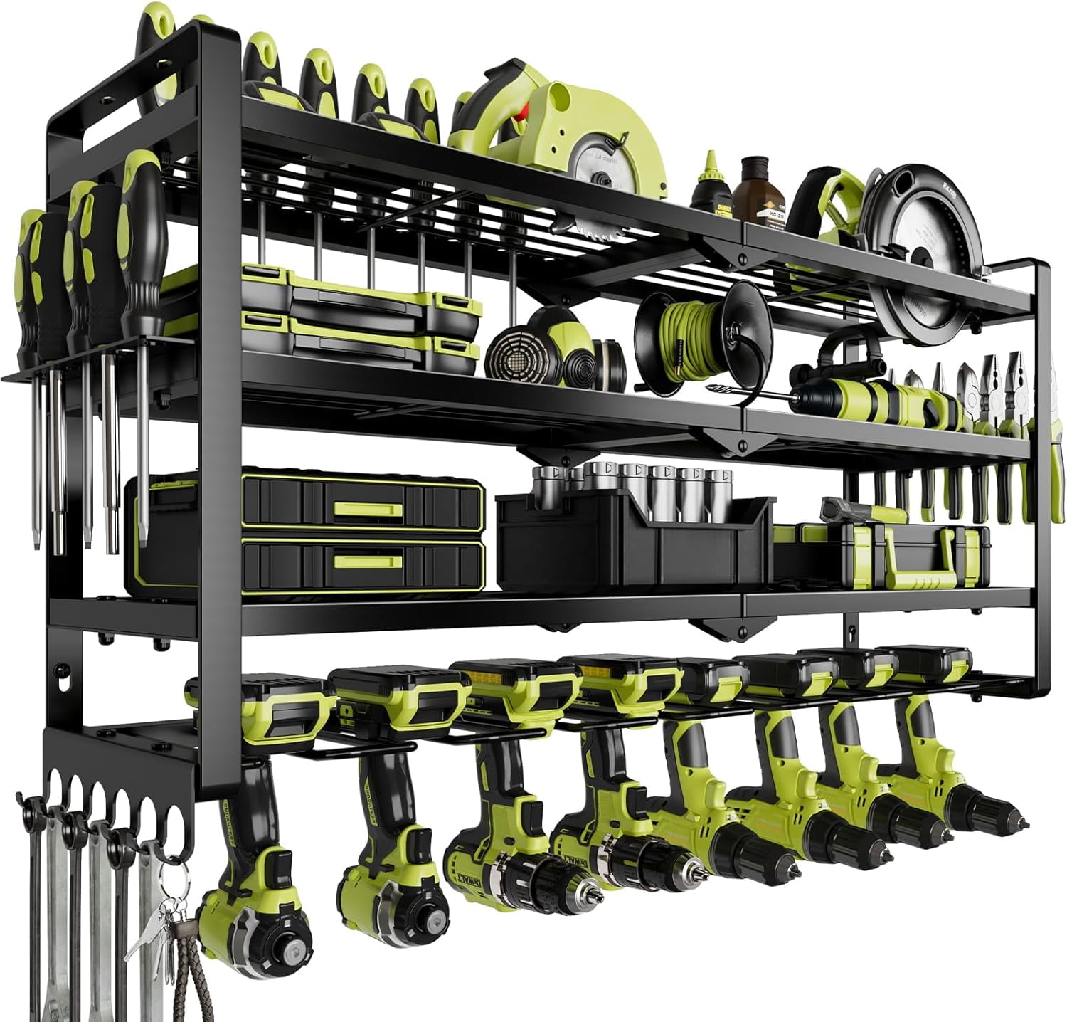 Power Tool Organizer Wall Mount Garage Tool Storage 4 Layer Cordless ...