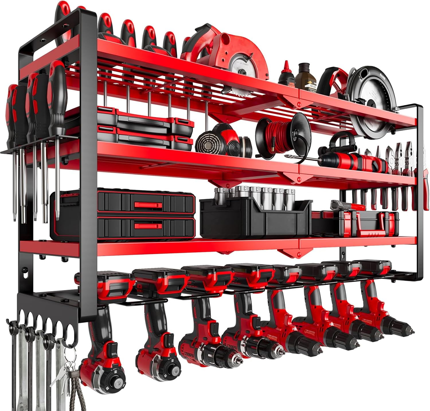 Power Tool Organizer Wall Mount Garage Tool Storage 4 Layer Cordless ...