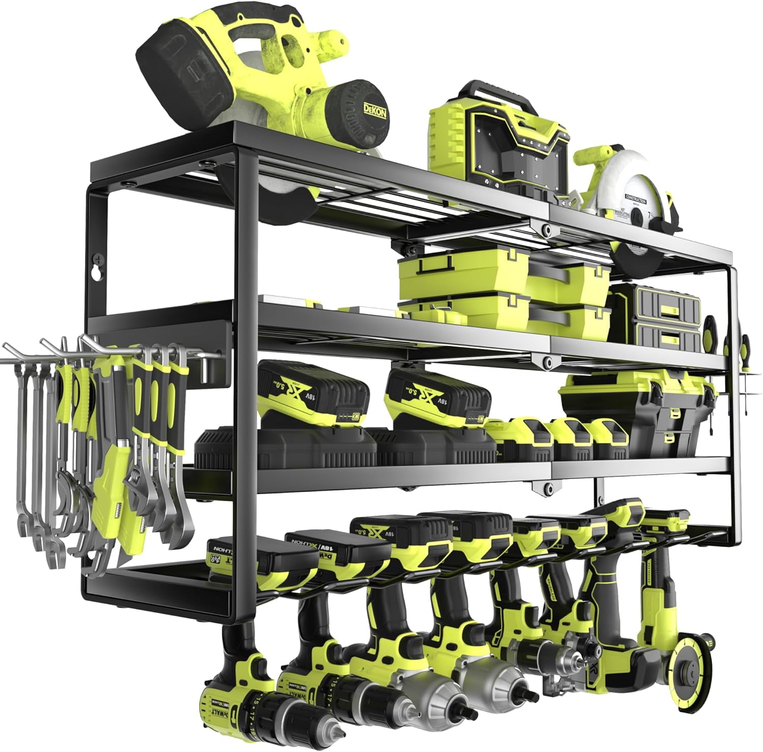 Power Tool Organizer Wall Mount, Heavy Duty 7 Slots Cordless Drill ...
