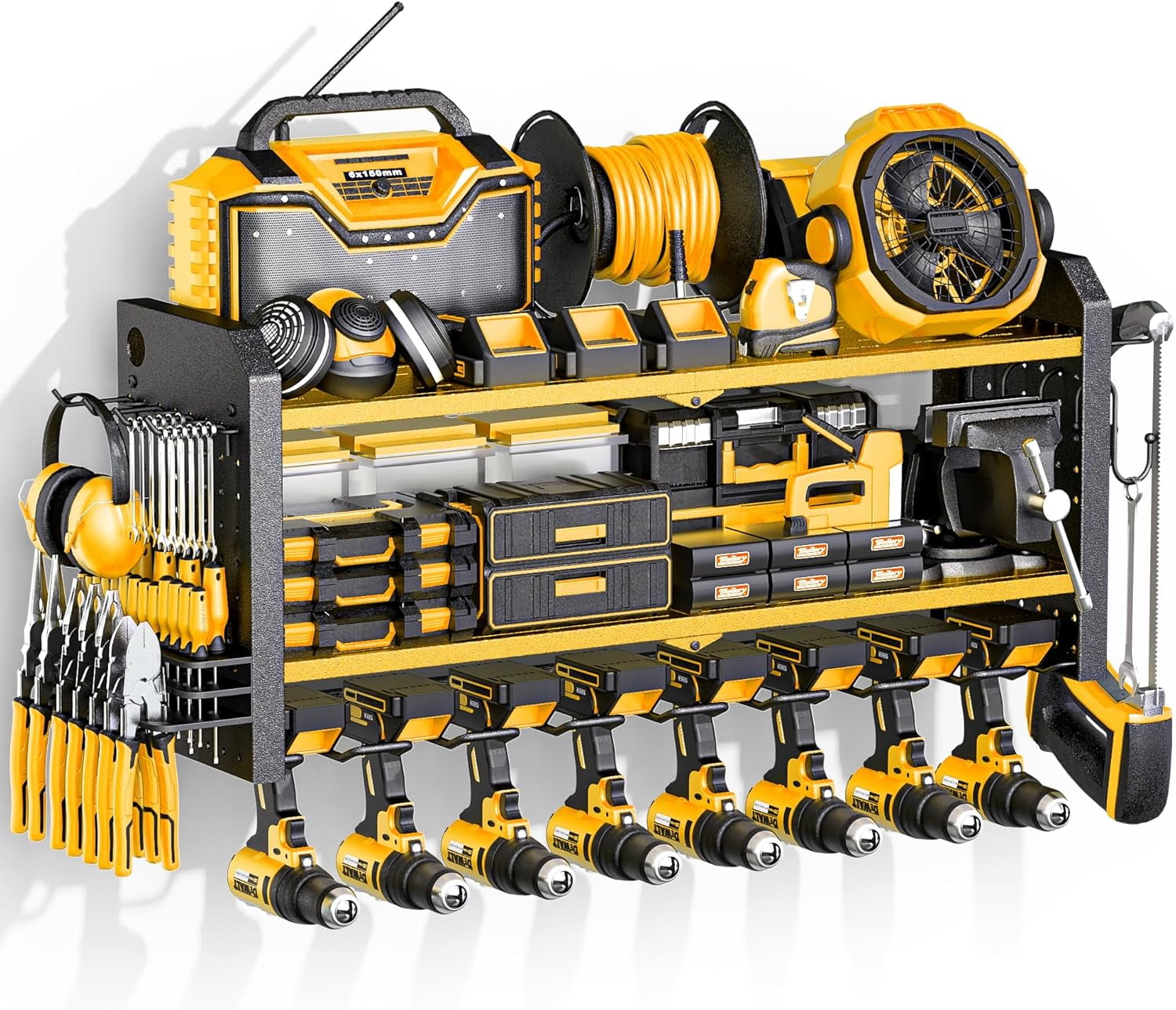 Power Tool Organizer Wall Mount, Large 8 Drill Holder Wall Mount with 2 ...