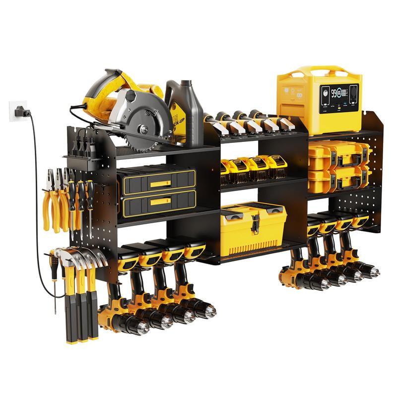 Power Tool Organizer Wall Mount with Charging Station,3 Layer Cordless ...