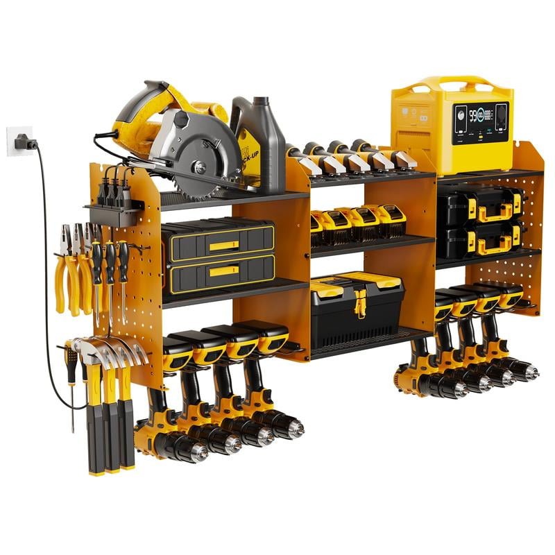 Power Tool Organizer Wall Mount with Charging Station,3 Layer Cordless ...