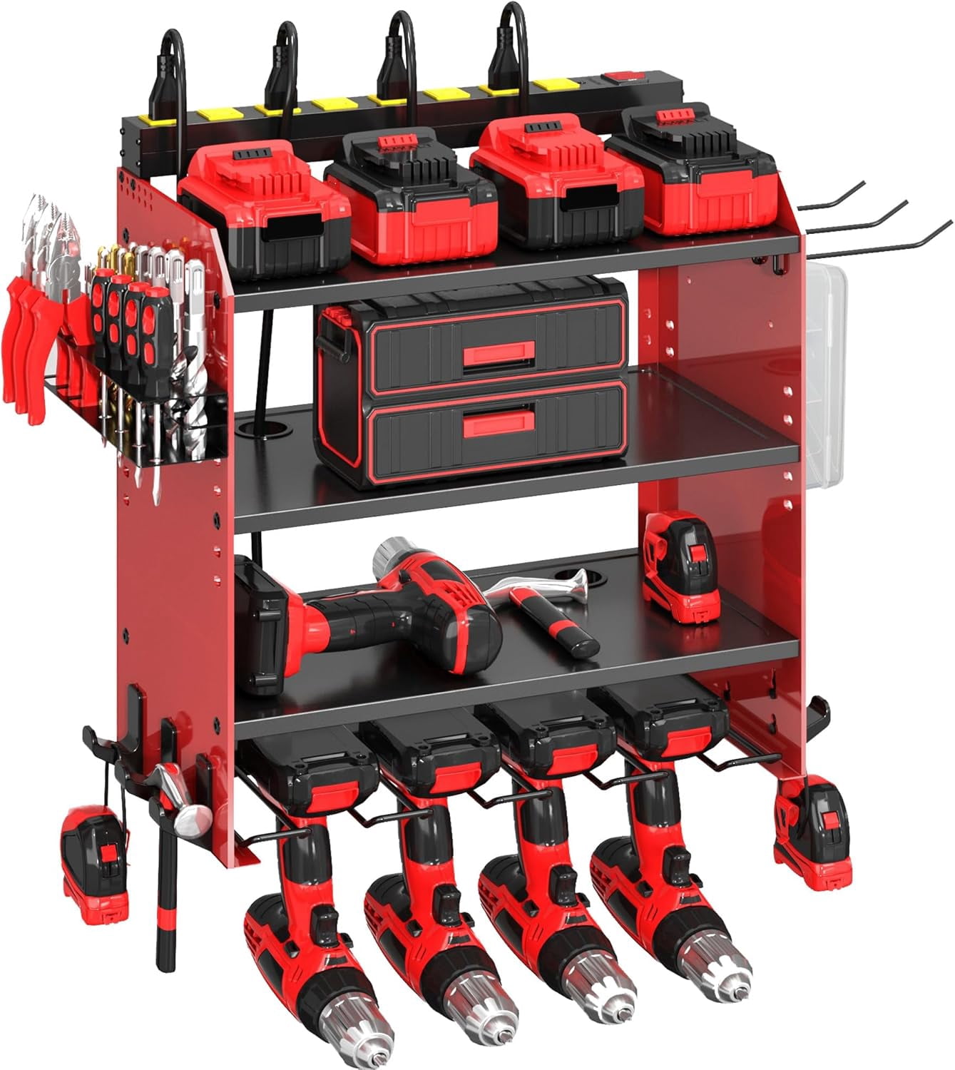 Power Tool Organizer Wall Mount wtih Charging Station,4 Drill Holder ...