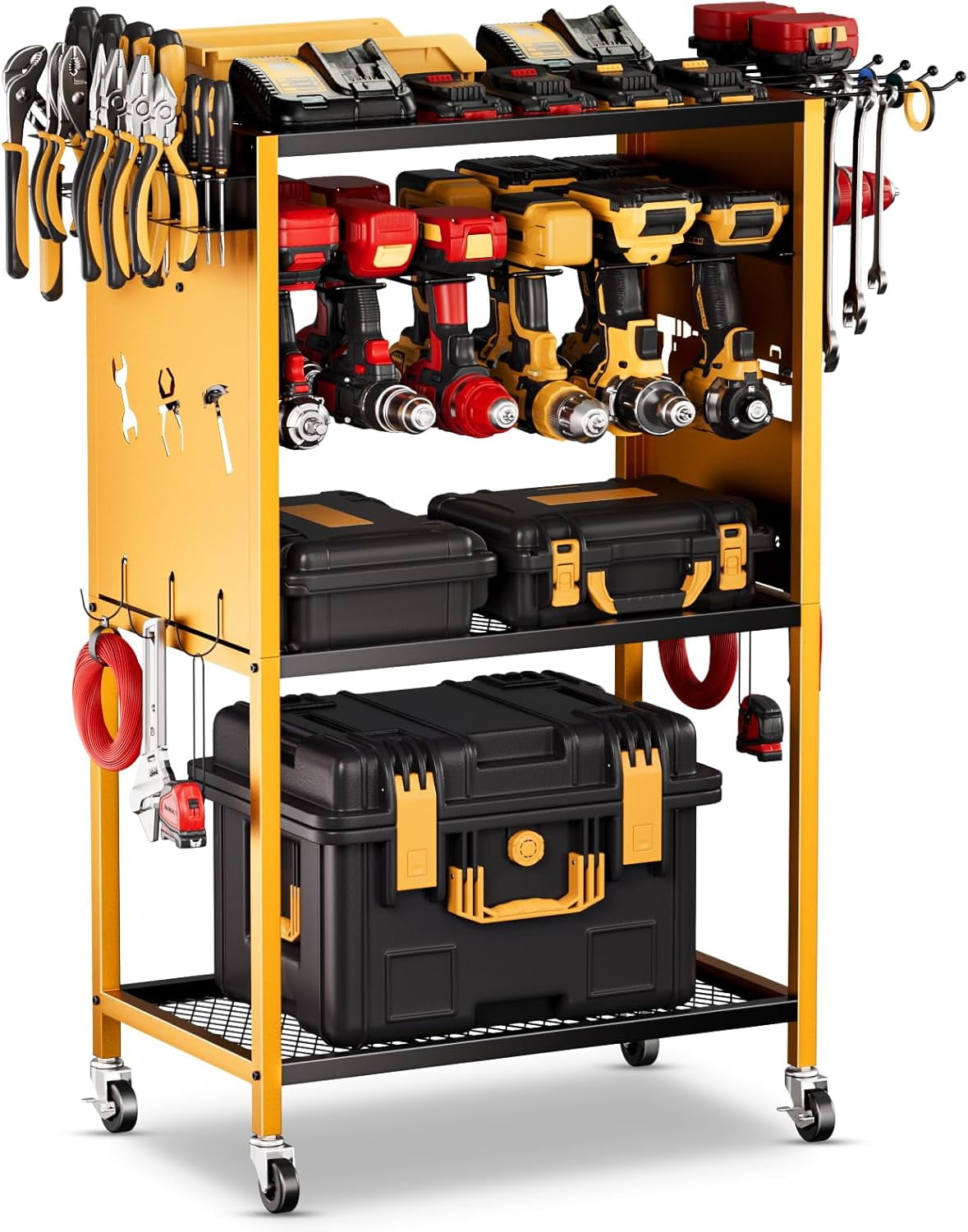 Power Tool Organizer with Wheels - Garage Power Tools Storage Cart ...