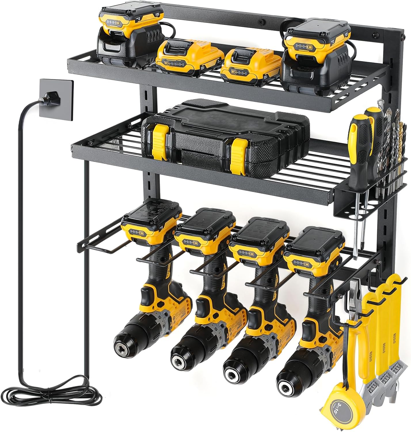 Power Tool Organizer with Adjustable Height 3-Tier Iron Tool Rack and ...