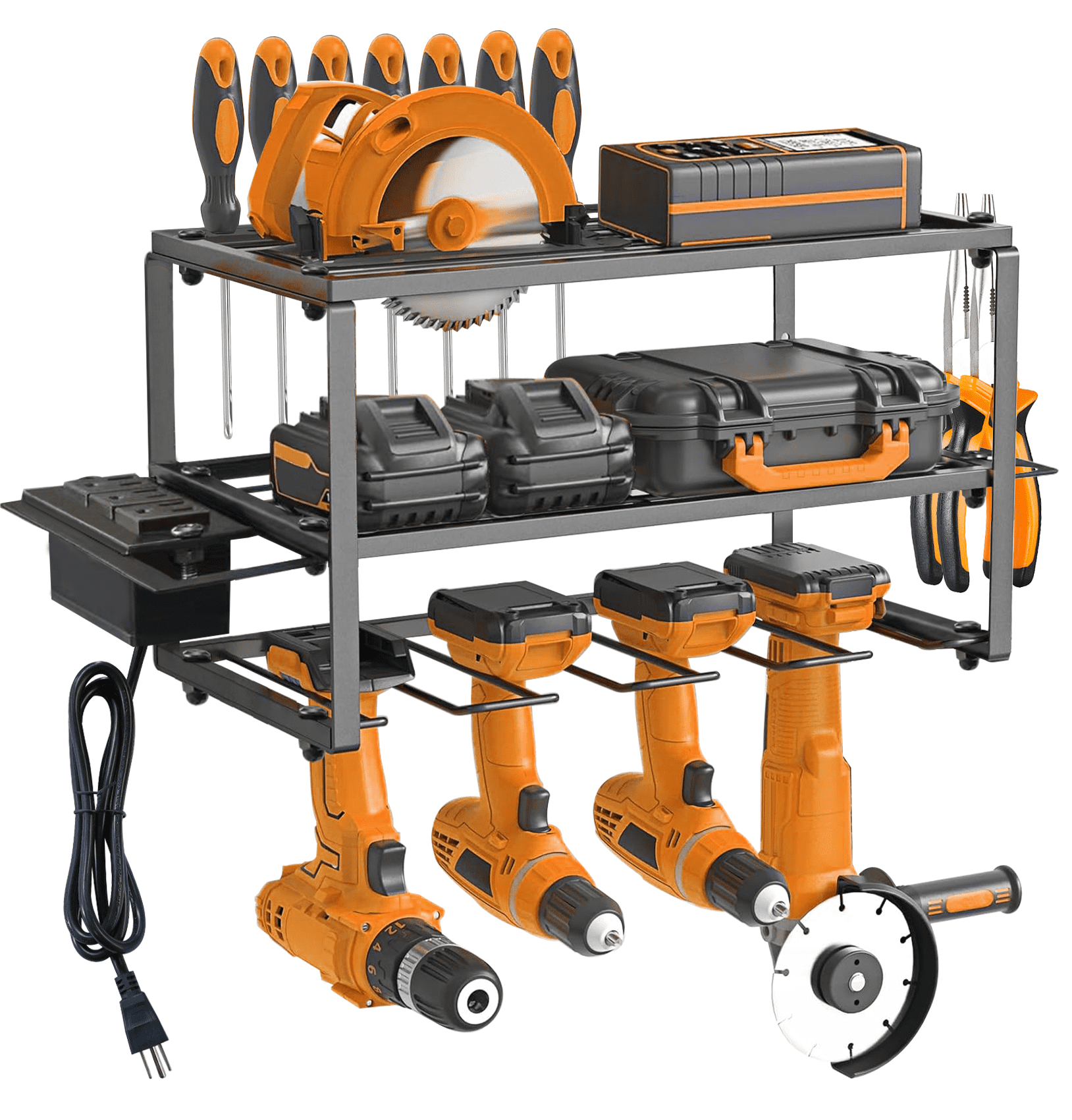 Power Tool Organizer with Charging Station, Wall Mount Tool Holder and ...