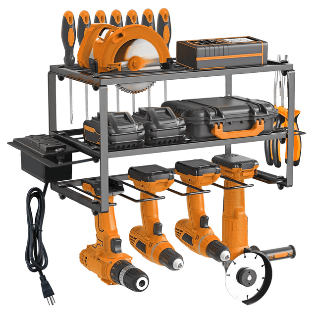 Power Tool Organizer with Charging Station, Wall Mount Tool Holder and ...