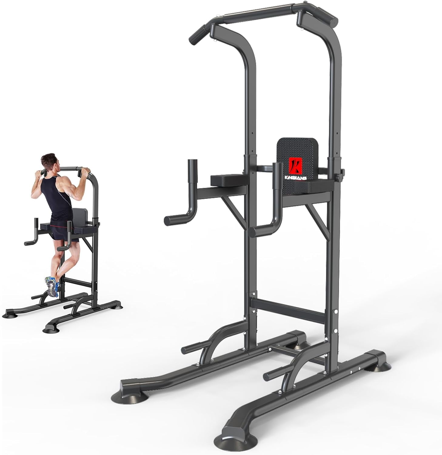 Power Tower Adjustable Height Pull Up & Dip Station Multi-Function Home Strength Training ...