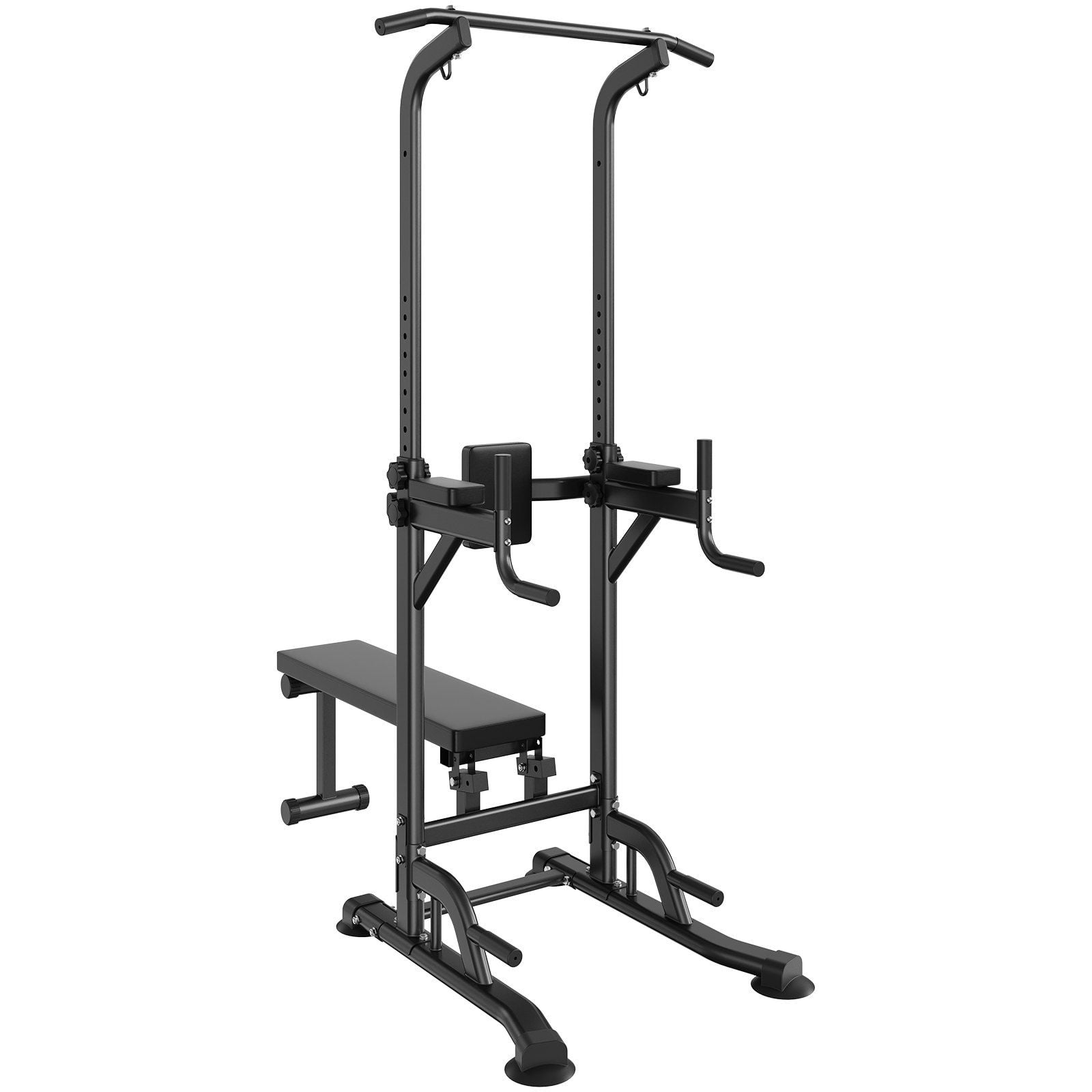 Power Tower with Bench, 10-Level Height Adjustable Pull Up Bar Stand ...