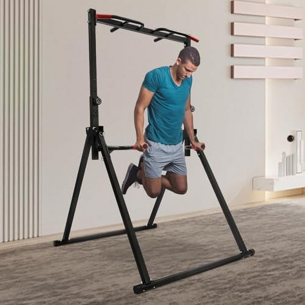 Power Tower Dip Station Pull Up Bar Foldable Multi-Function Fitness ...