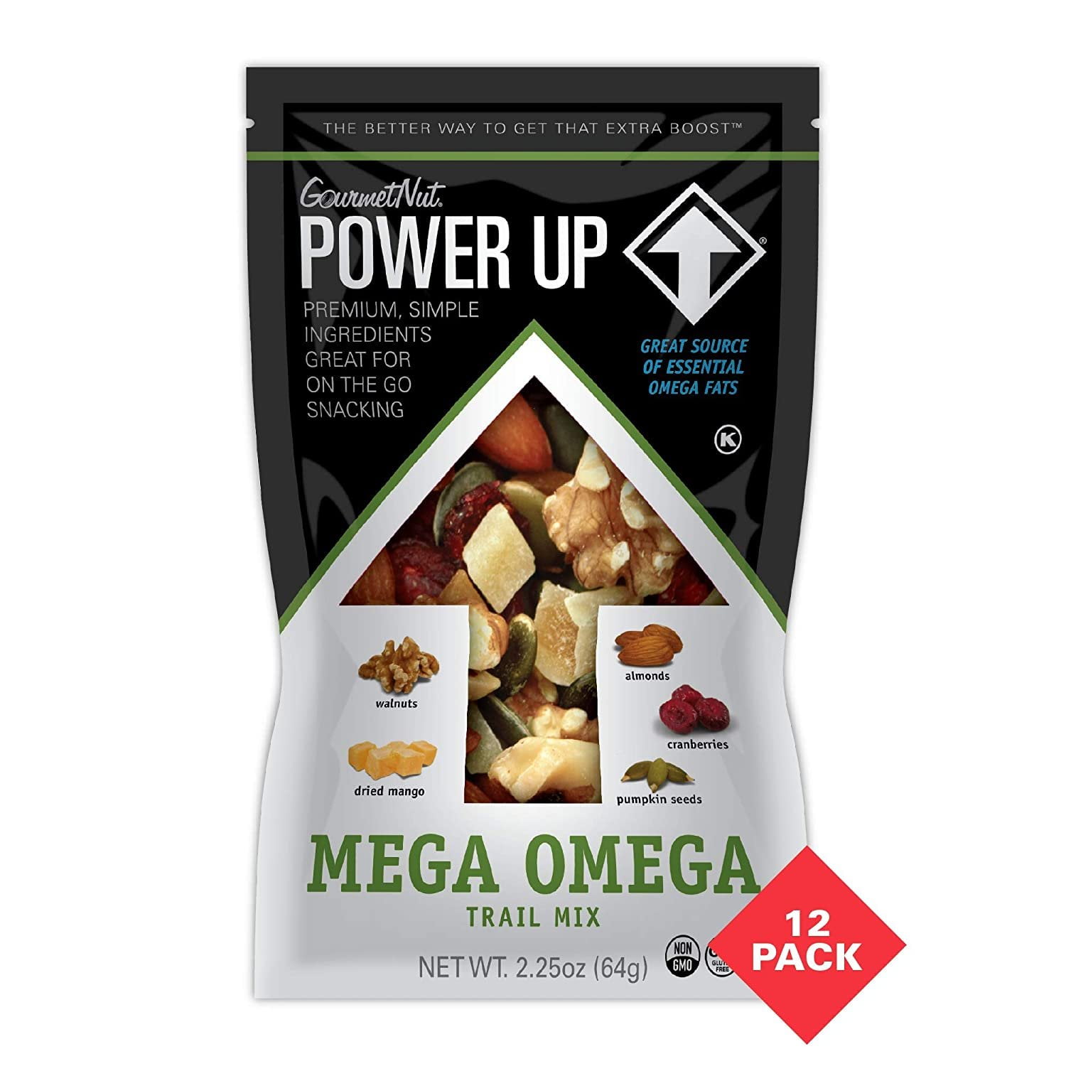 Power Up Trail Mix, Mega Omega Trail Mix, Keto-Friendly, Paleo-Friendly, Non-GMO, Vegan, Gluten ...