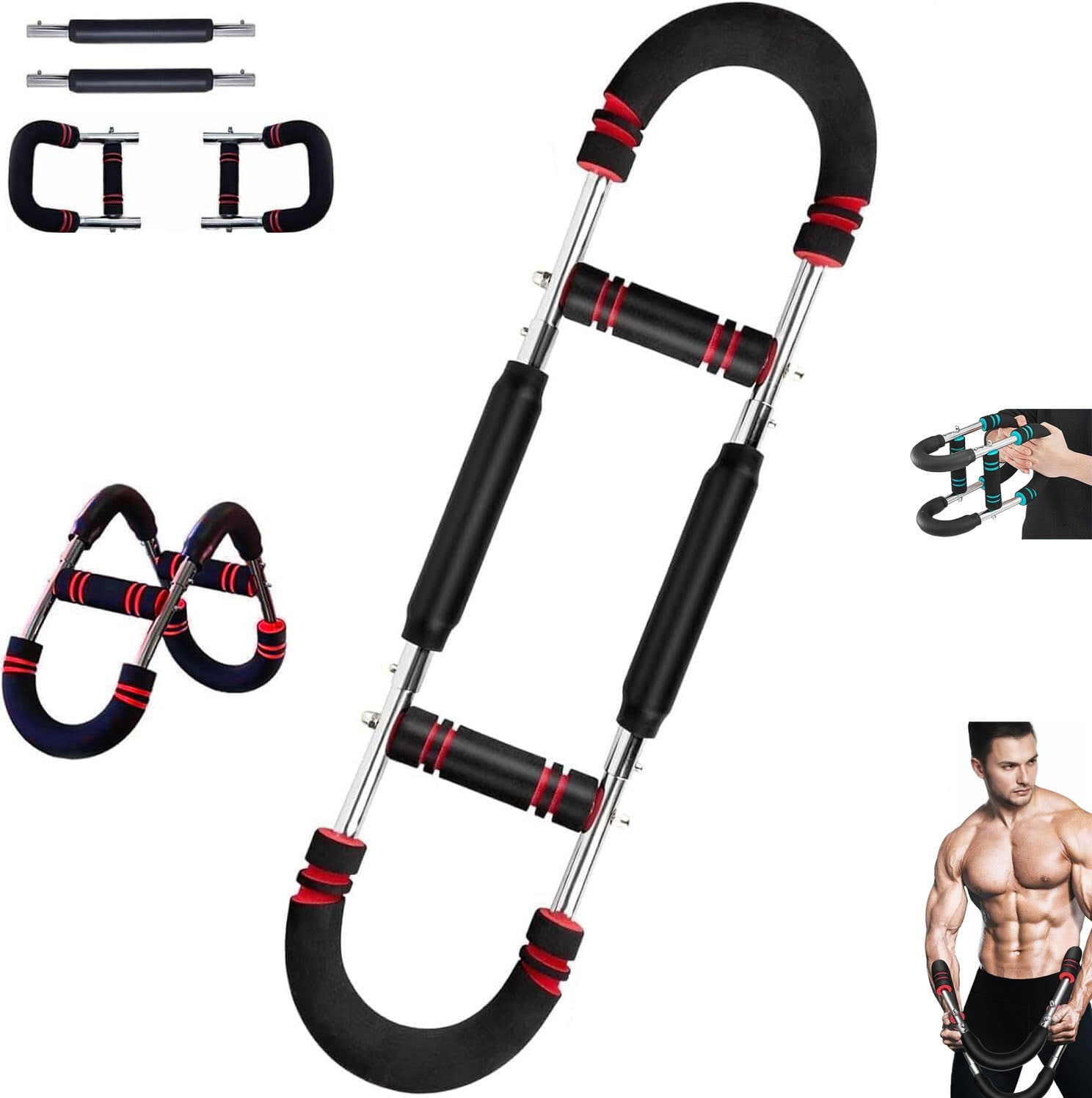 Power Twister Bar for Men U-Shape Arm & Chest Trainer with Detachable ...