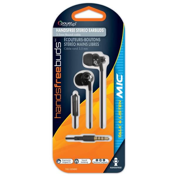 Power Up Black Handfree Stereo Earbuds - Walmart Business Supplies