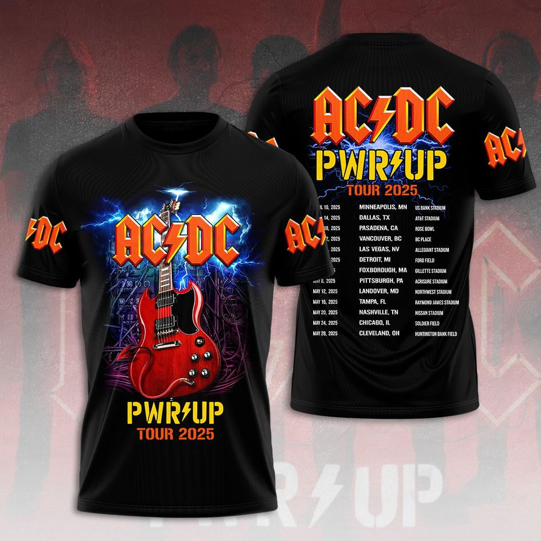 Power Up Tour 2025 Shirt, AC.DC Two Sided Shirt, Rock Band 3D Hoodie ...
