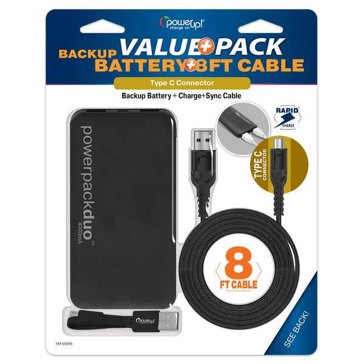 Power Up Value Pack USB Type C Cable 8' Backup Battery - Walmart ...