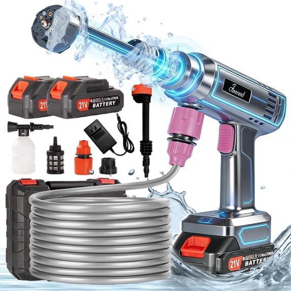 Power Washer,1200 PSI Cordless Pressure Washer with 2×21V Battery&6-in ...