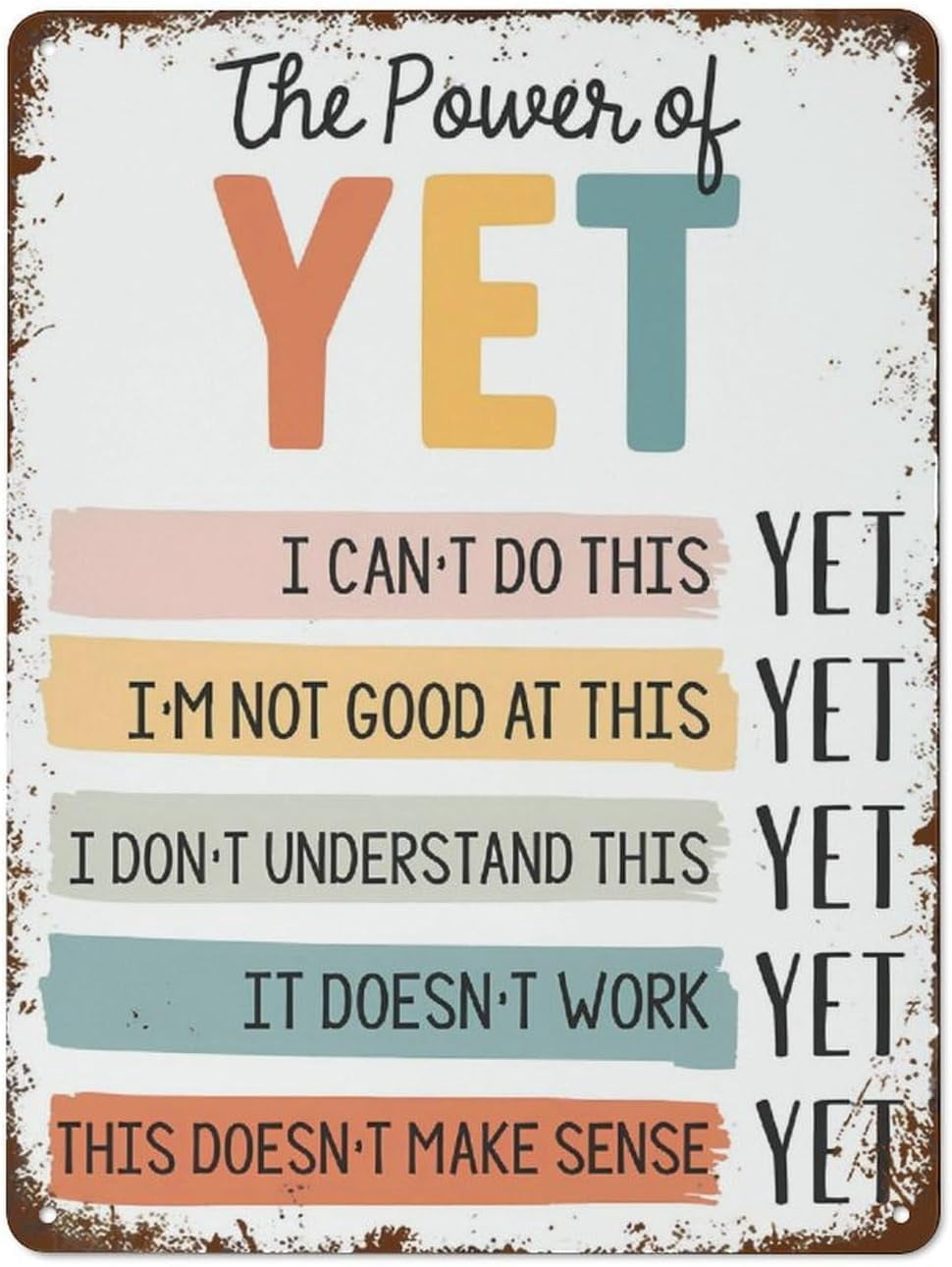 The Power of Yet Poster Motivational Wall Art Growth Mindset School ...