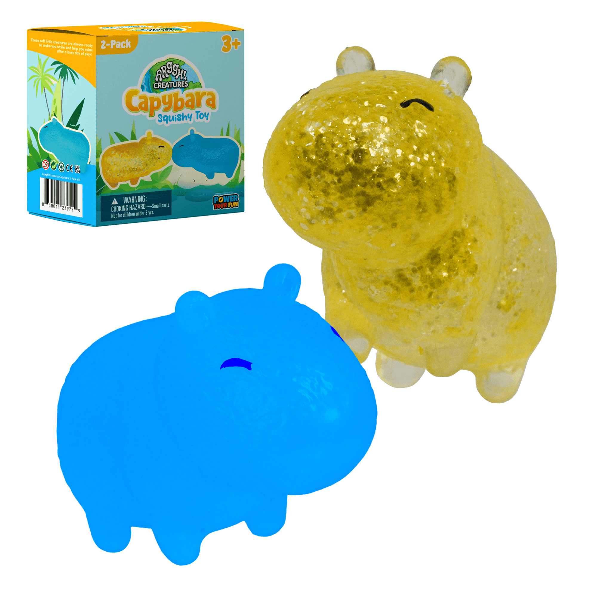 Power Your Fun Capybara Squishy Toy 2 Pack Soft Silicone Stress Relief ...