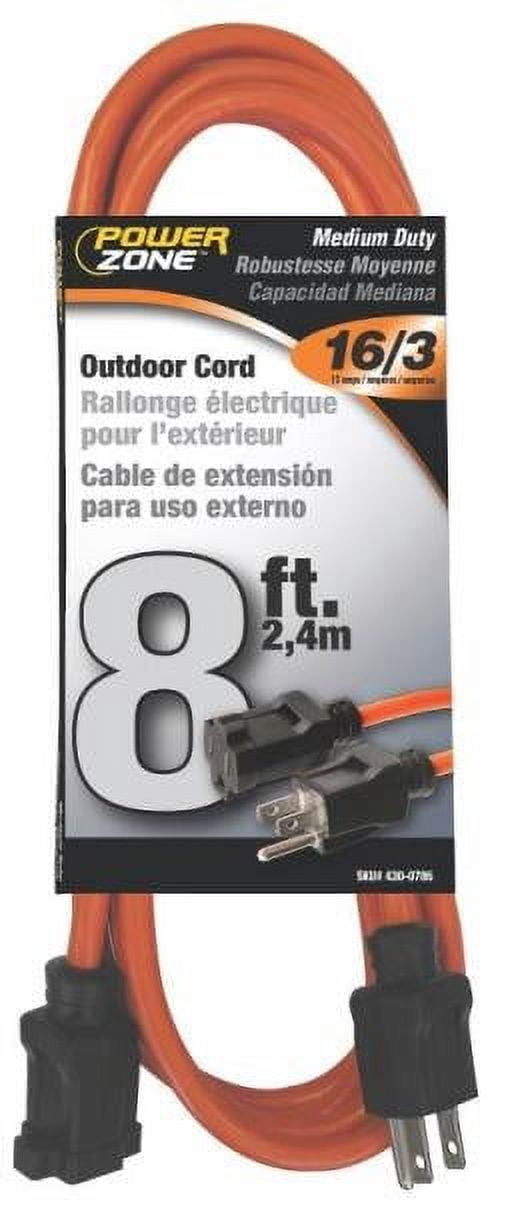 Power Zone OR501608 Outdoor Extension Cord, 8', Orange, Each - Walmart.com