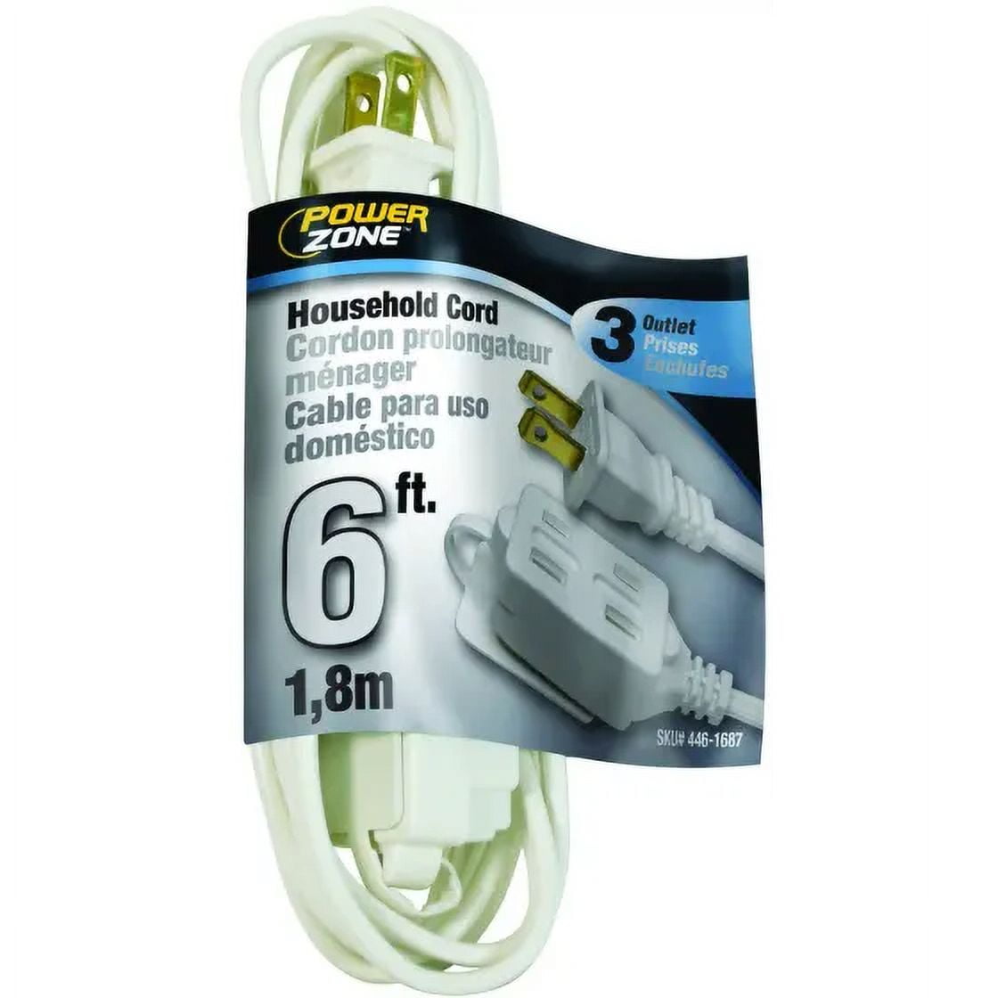 Power Zone OR660606 16/2 Spt-2 16 Foot White Extension Cord, Each ...