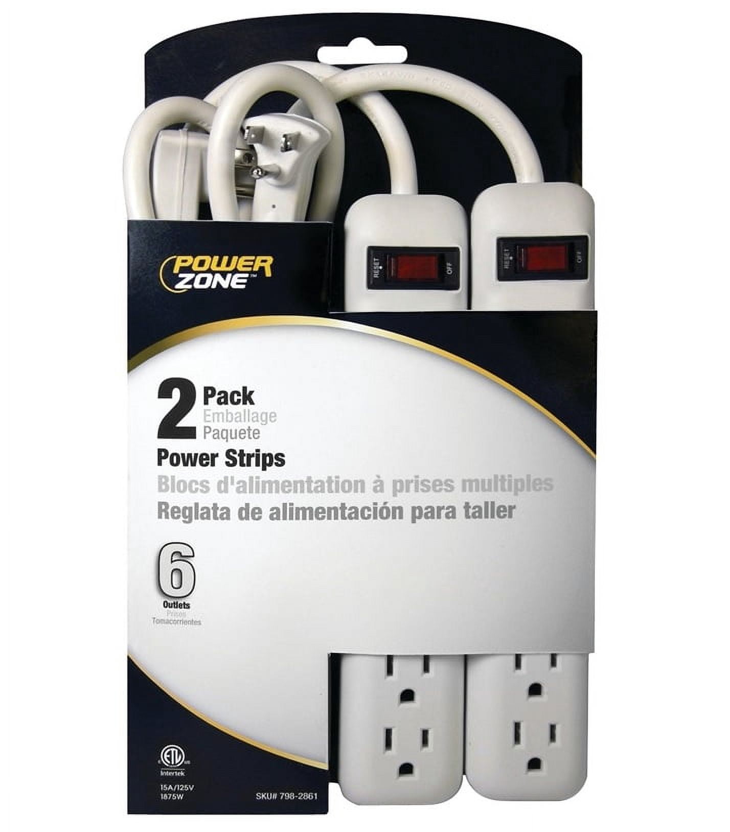 Power Zone OR7000X2 Strip 6 Outlet 18 in. Cord 2 Pack - Walmart.com