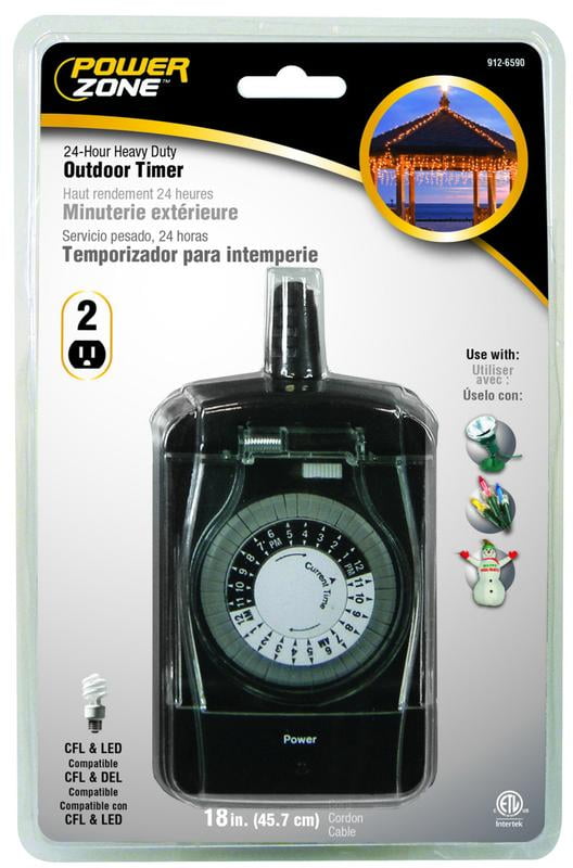 Power Zone TNO24111 Timer Outdr 24hr Hd 2out Mech,Each - Walmart.com