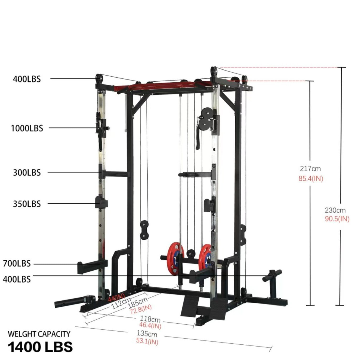 Power cage with LAT PullDown and Weight Storage Rack Optional Weight ...