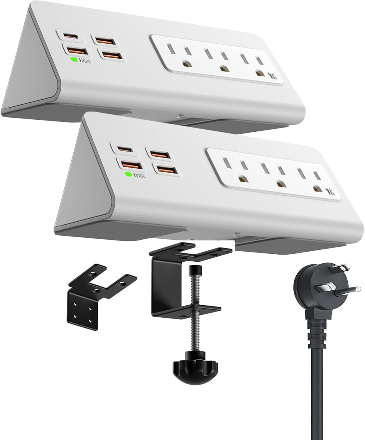 Power charge station edge clamp mount with USB-C portsTabletop Surge ...