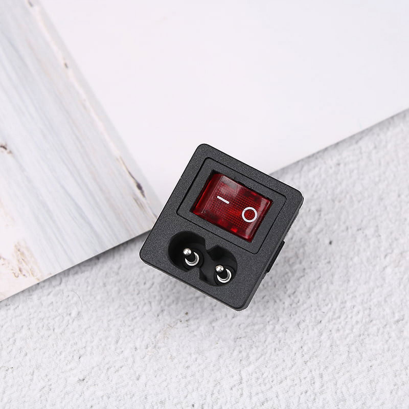 Power cord inlet socket receptacle with ON-OFF red light rocker switch ...