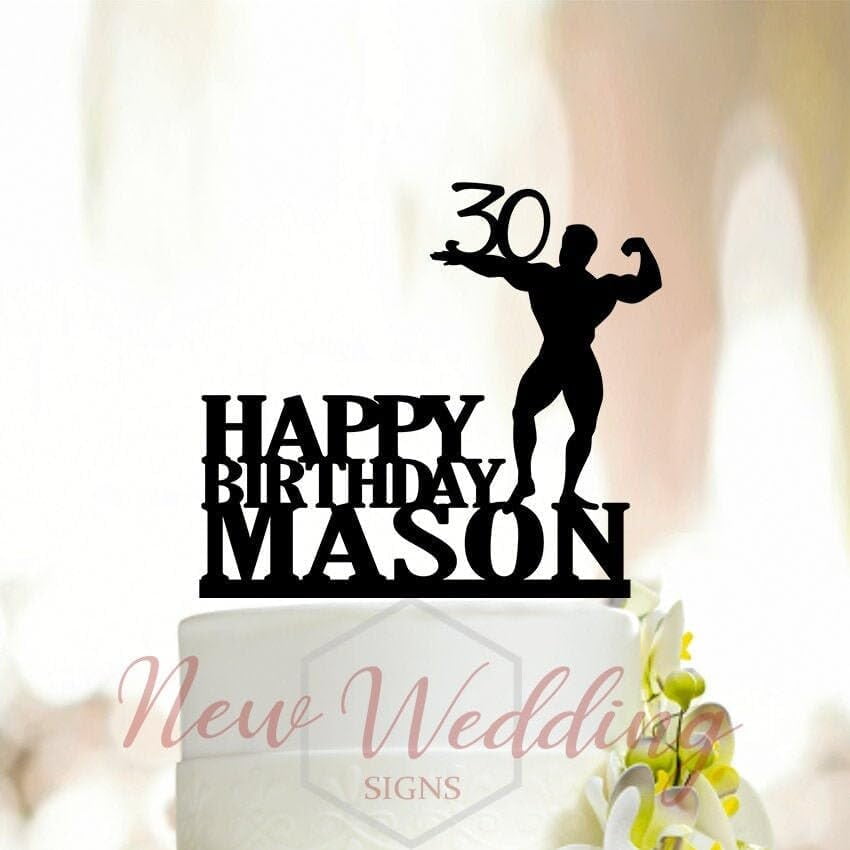Power lifting Cake Topper,Personalized Body Builder Cake Topper,Muscle ...