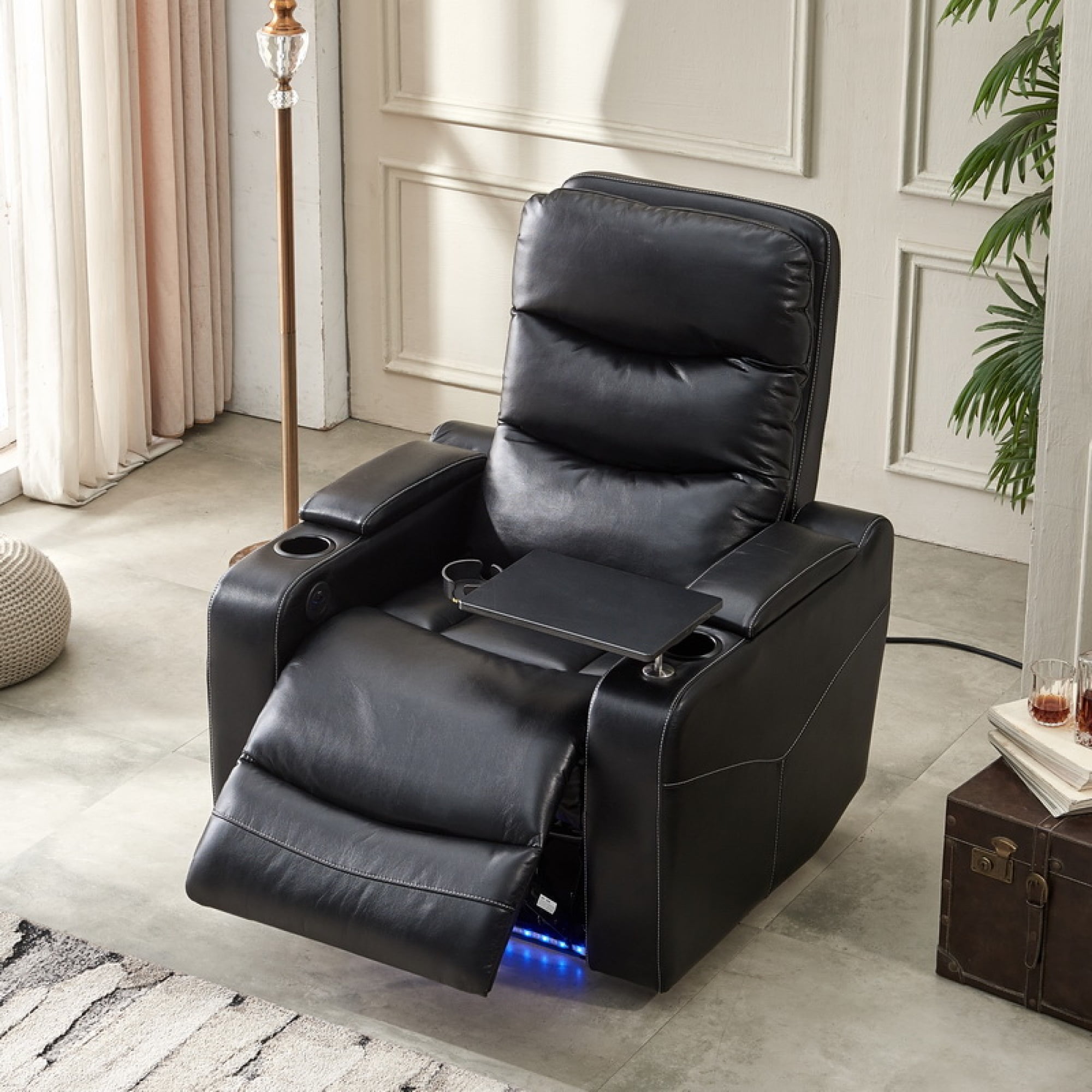 Power recliner with writing board, LED strip, drawers, USB PORT ...