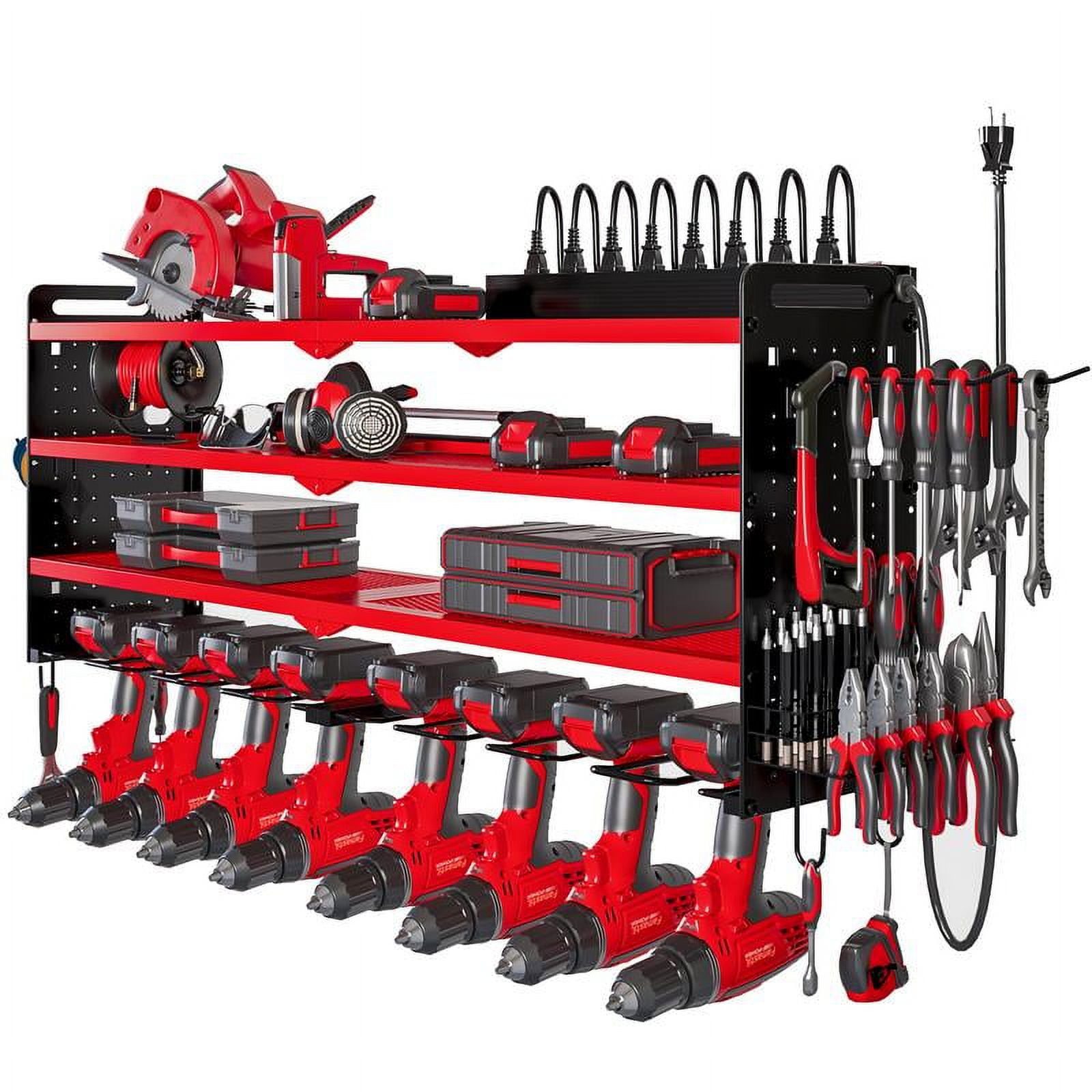 Power tool storage rack with 8 charging stations, garage tool rack, 8 ...
