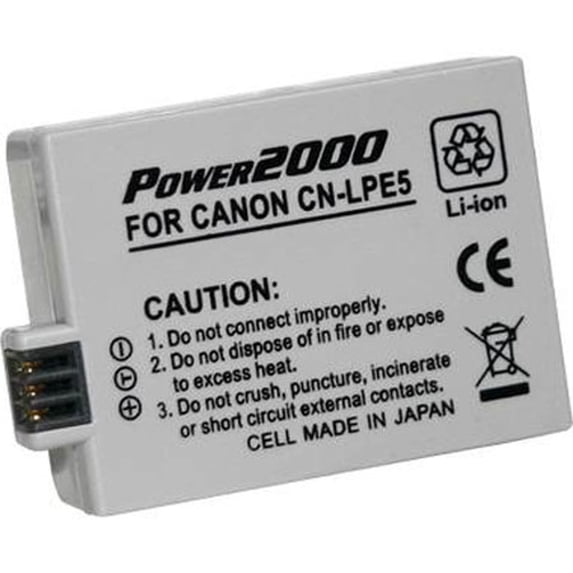 Power2000 LP-E5 7.4V 1500mAh Replacement Lithium-Ion Battery for Canon ...