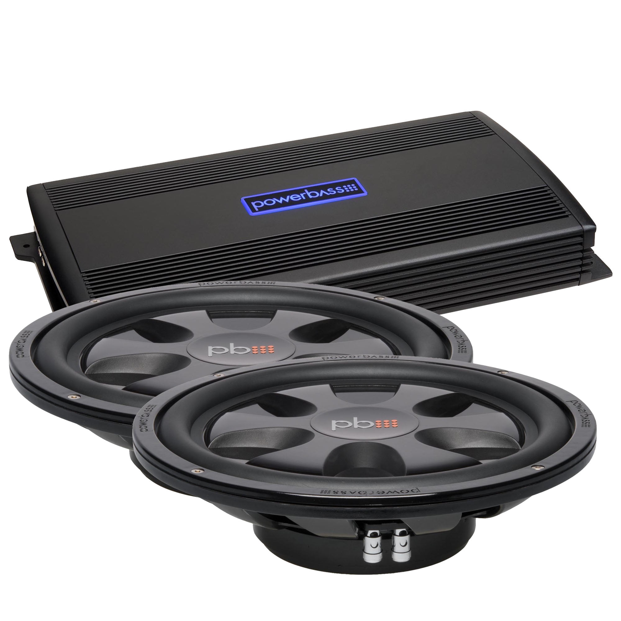 PowerBass 2 S-10T Shallow Mount 10" 4-Ohm Subwoofer + 1 ASA3-600.1 ...