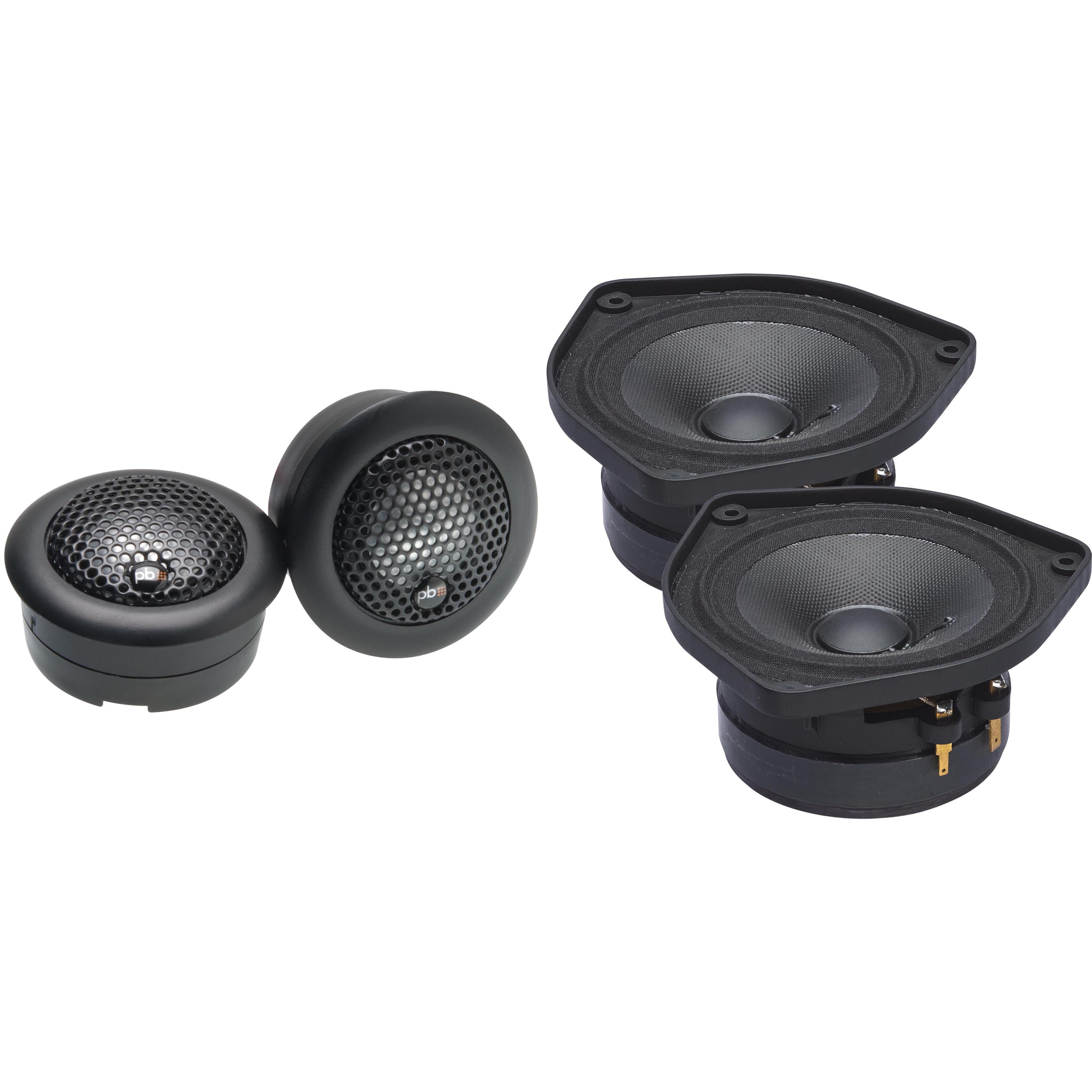 PowerBass OE-400 - 4" Mid Range Speakers with a pair of S-1S - 1" Silk ...