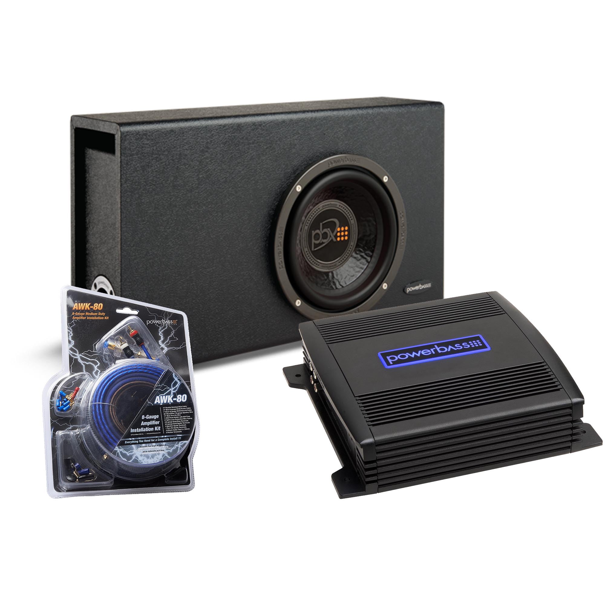PowerBass Party Pack 8" Subwoofer Enclosure 2/ ASA3-200.2 Amplifier ...