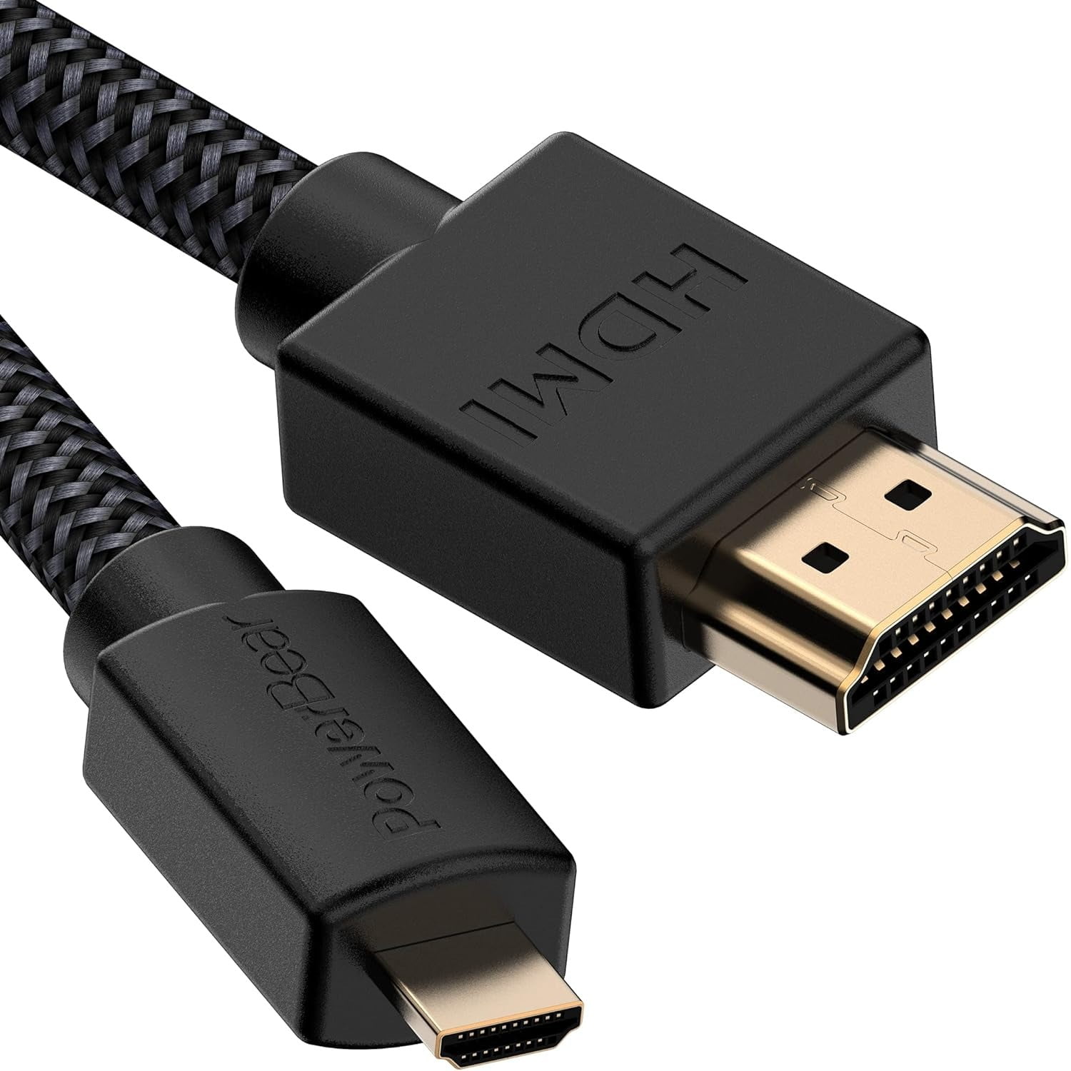 PowerBear Micro HDMI to HDMI Cable Adapter, 4k @ 60hz with Ethernet ...
