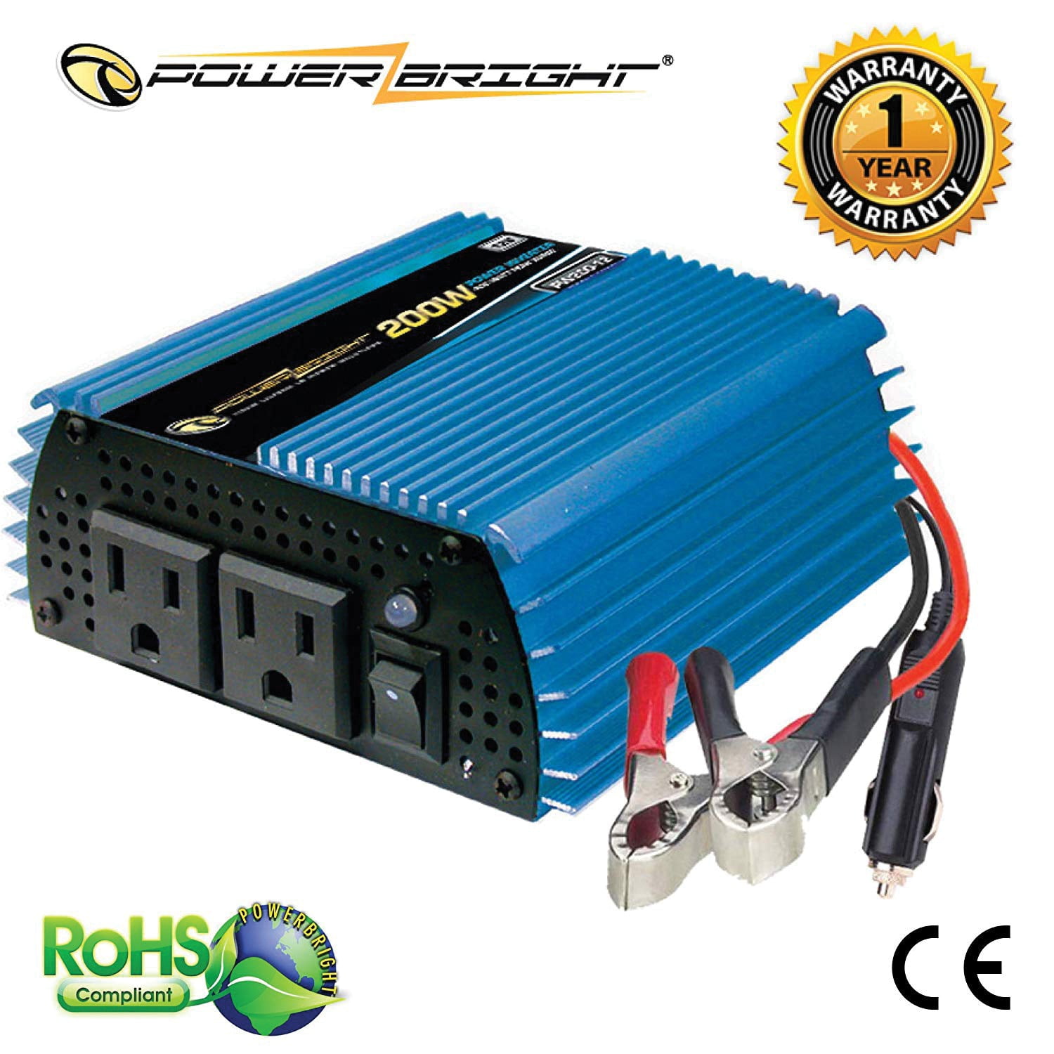 PowerBright PW200-12 12-Volt Modified Sine Wave Inverter (200 Watts ...