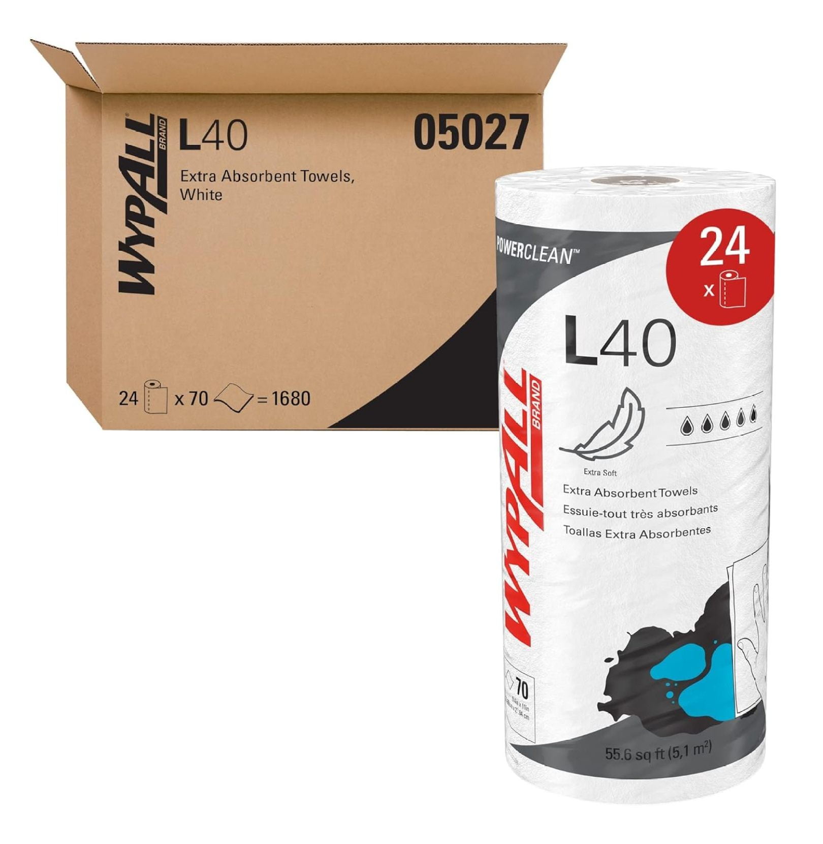 PowerClean L40 Cloths Extra Absorbent Wipes (05027), Limited Use, White ...