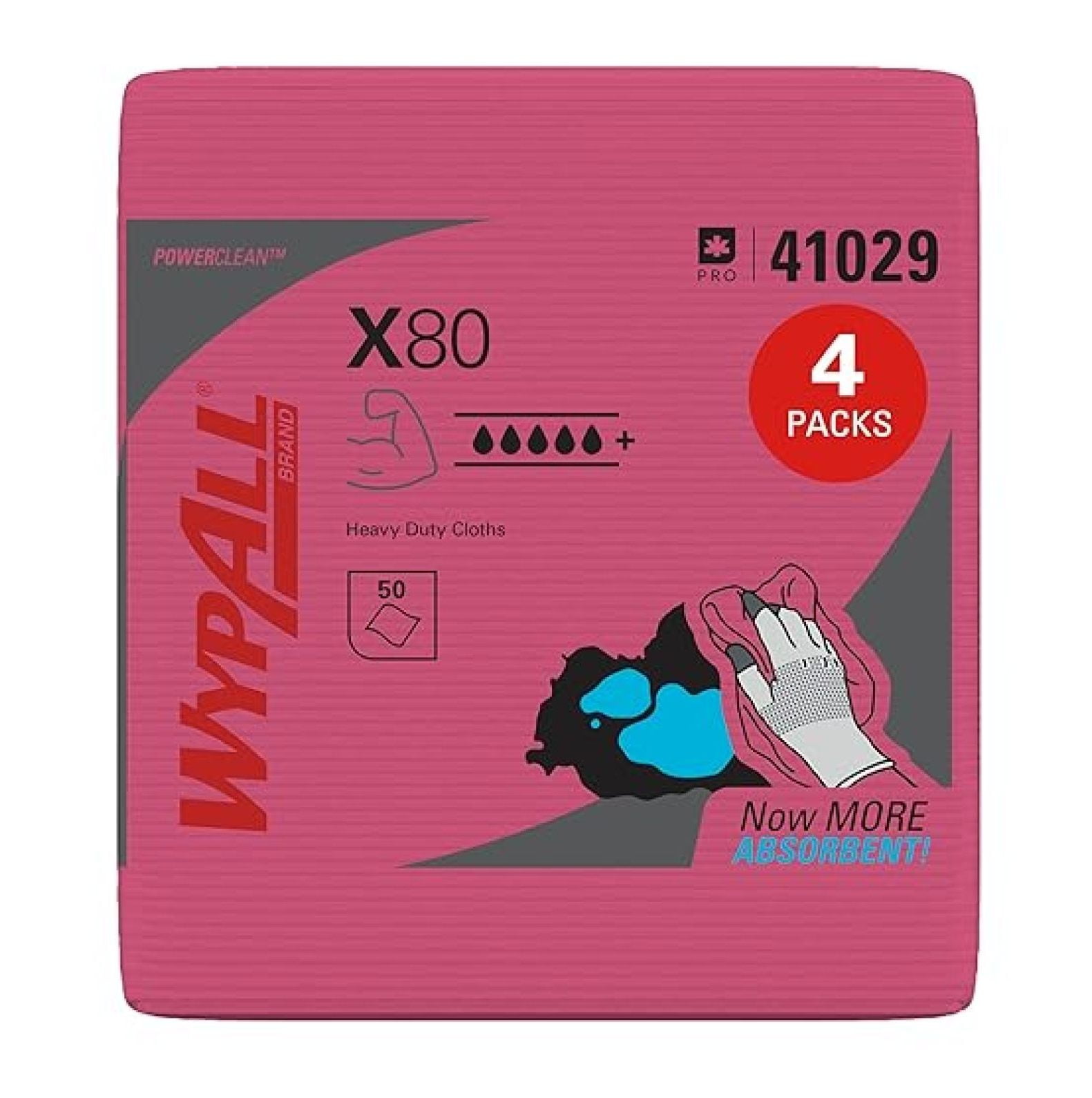 PowerClean X80 Cloths Heavy Duty Wipes (41029), Quarterfold, Extended ...