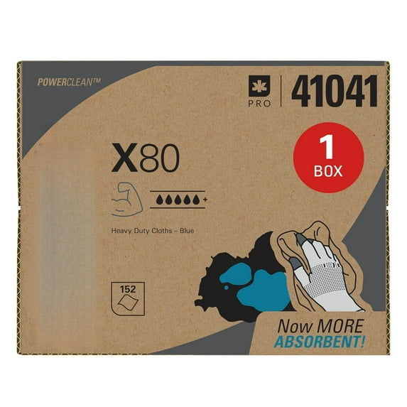 PowerClean X80 Cloths Heavy Duty Wipes (41041), Brag Box, Extended Use ...