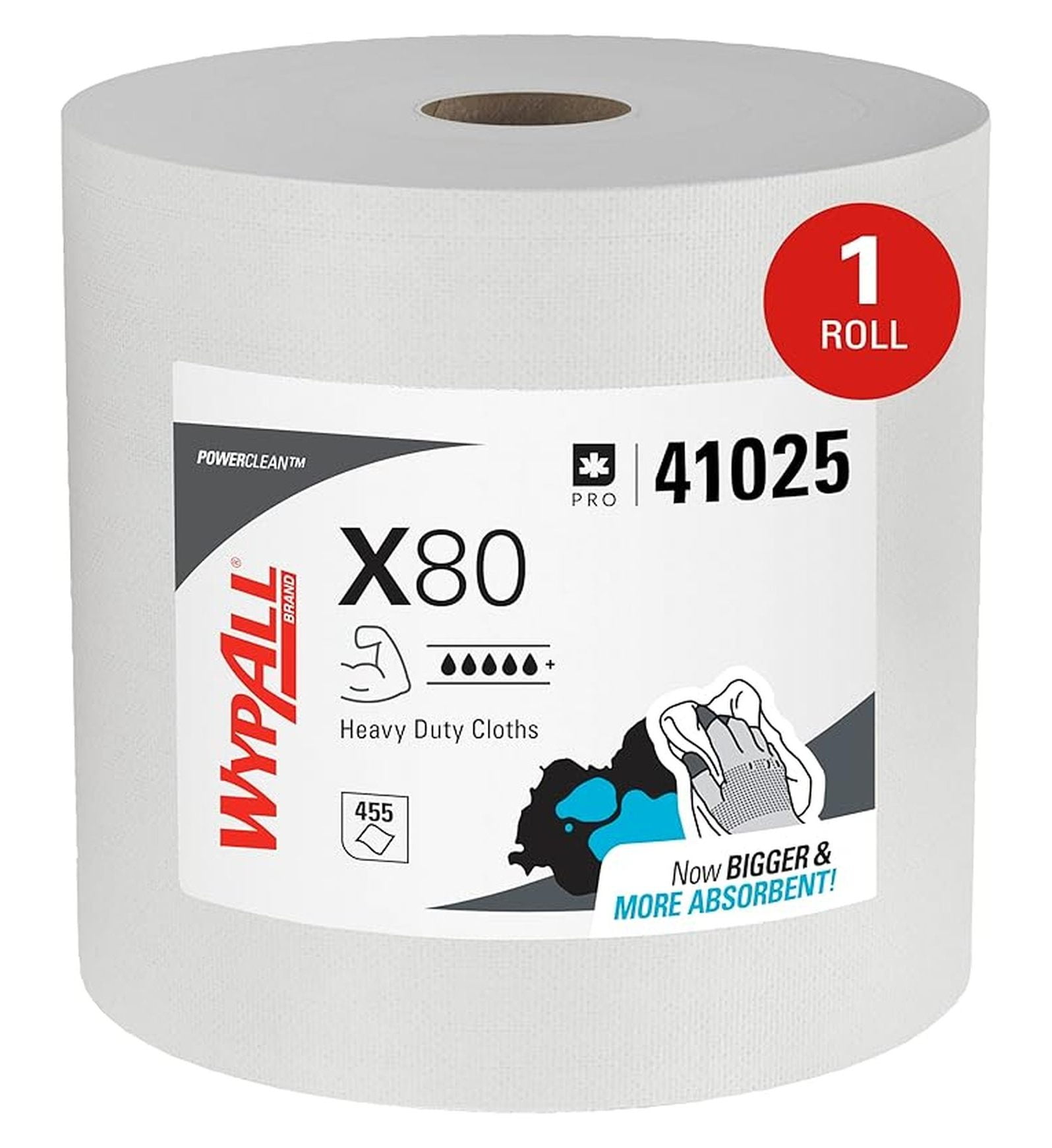 PowerClean X80 Heavy Duty Wipes - Jumbo Roll, 455 Sheets - Industrial ...